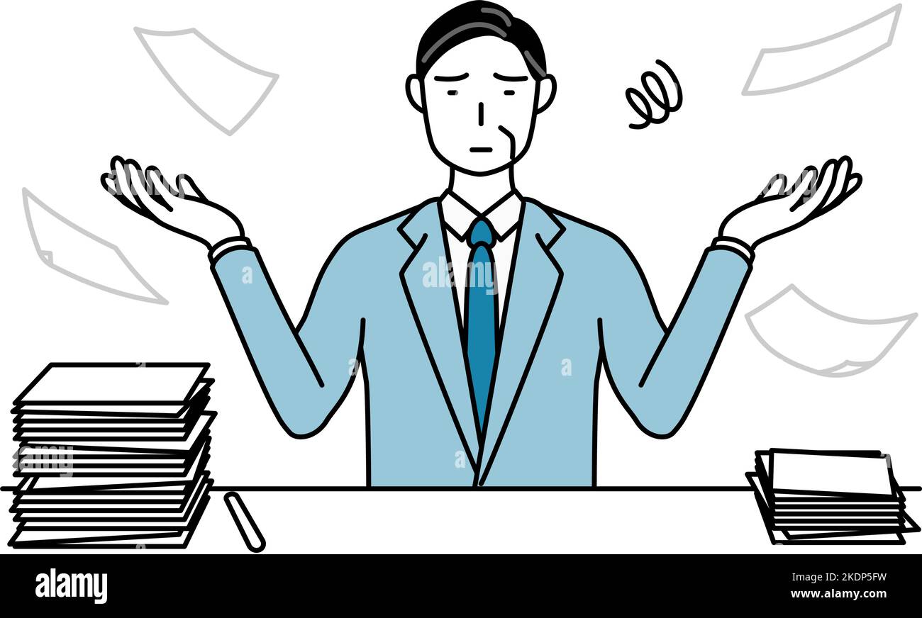 Simple line drawing illustration of a Senior businessmen, executives ...