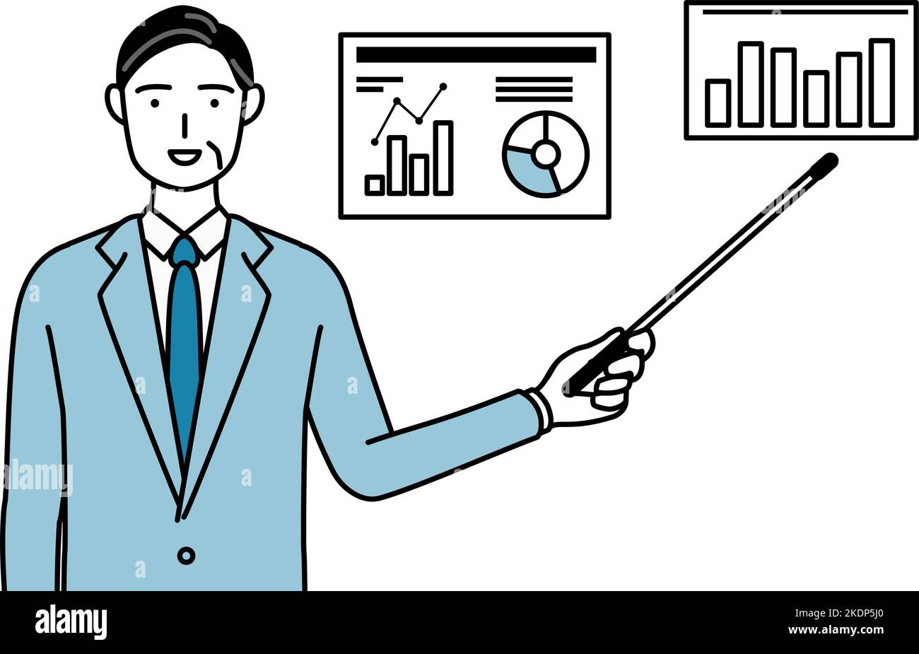 Simple line drawing illustration of a Senior businessmen, executives ...
