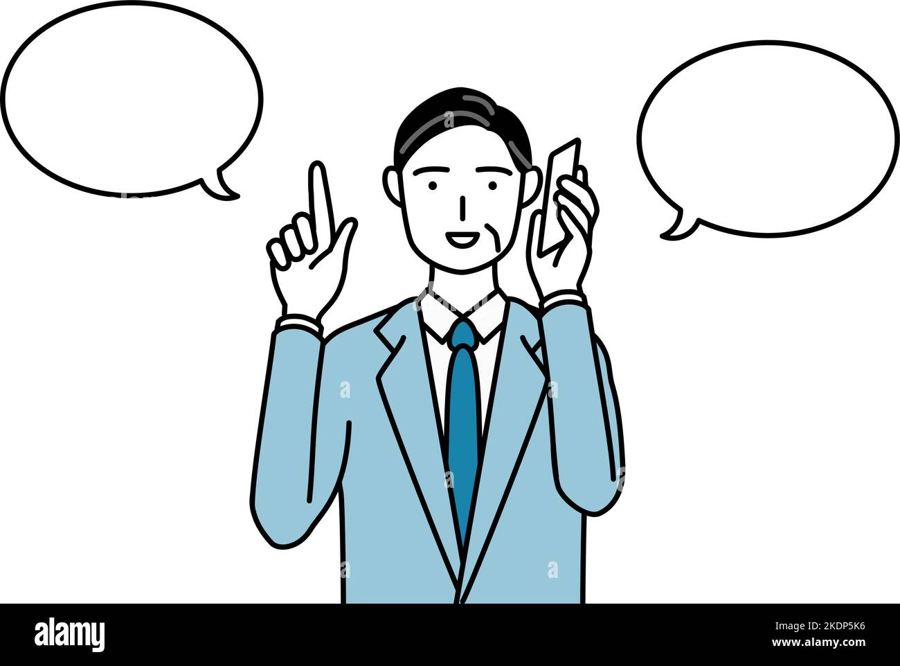 Simple line drawing illustration of a Senior businessmen, executives ...