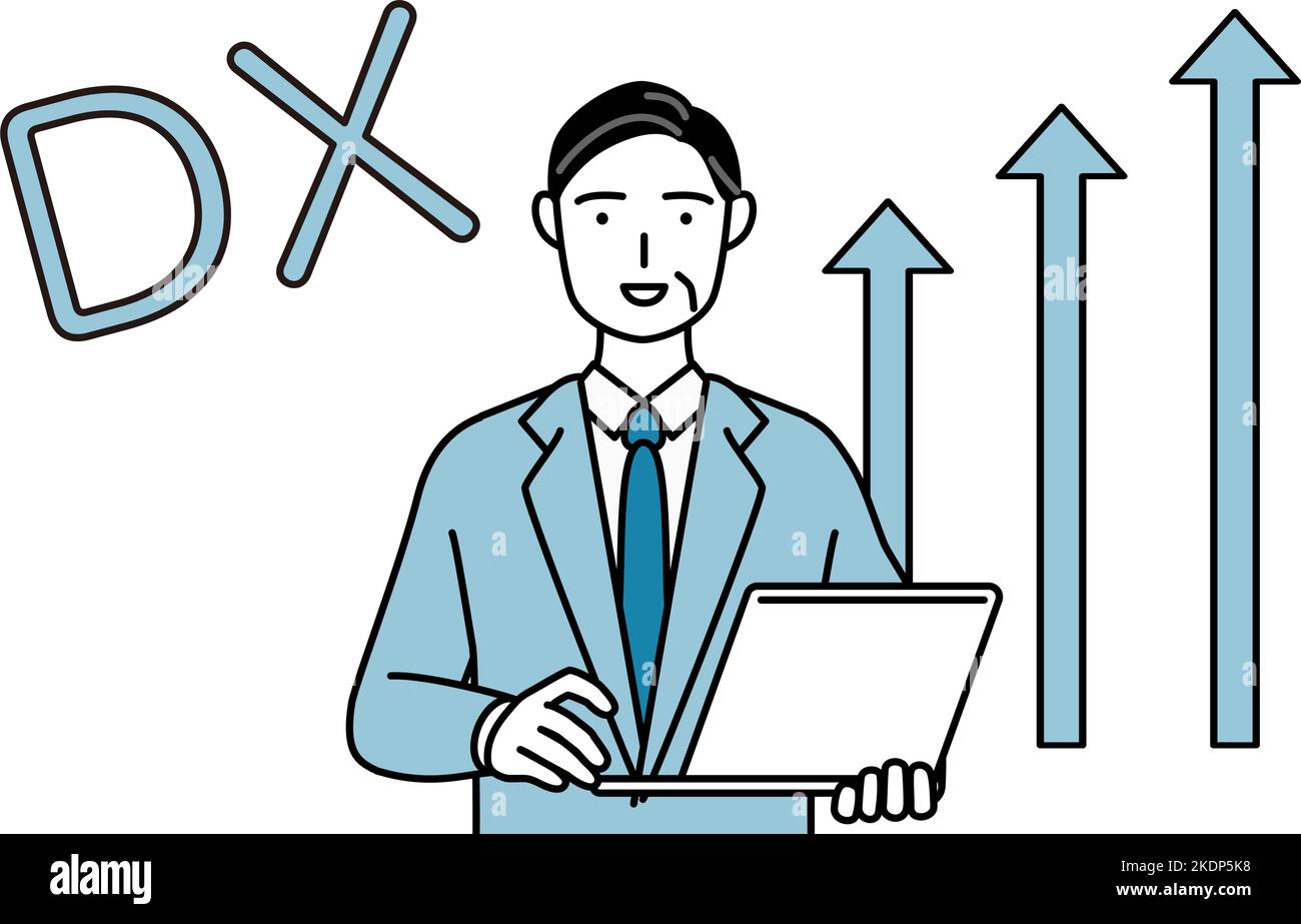 Image of DXing,simple line drawing illustration of a Senior businessmen ...
