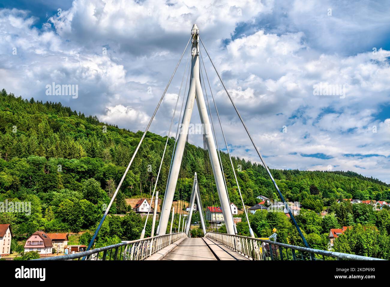 Bridge above the Neckar river in Zwingenberg - Odenwald, Baden ...