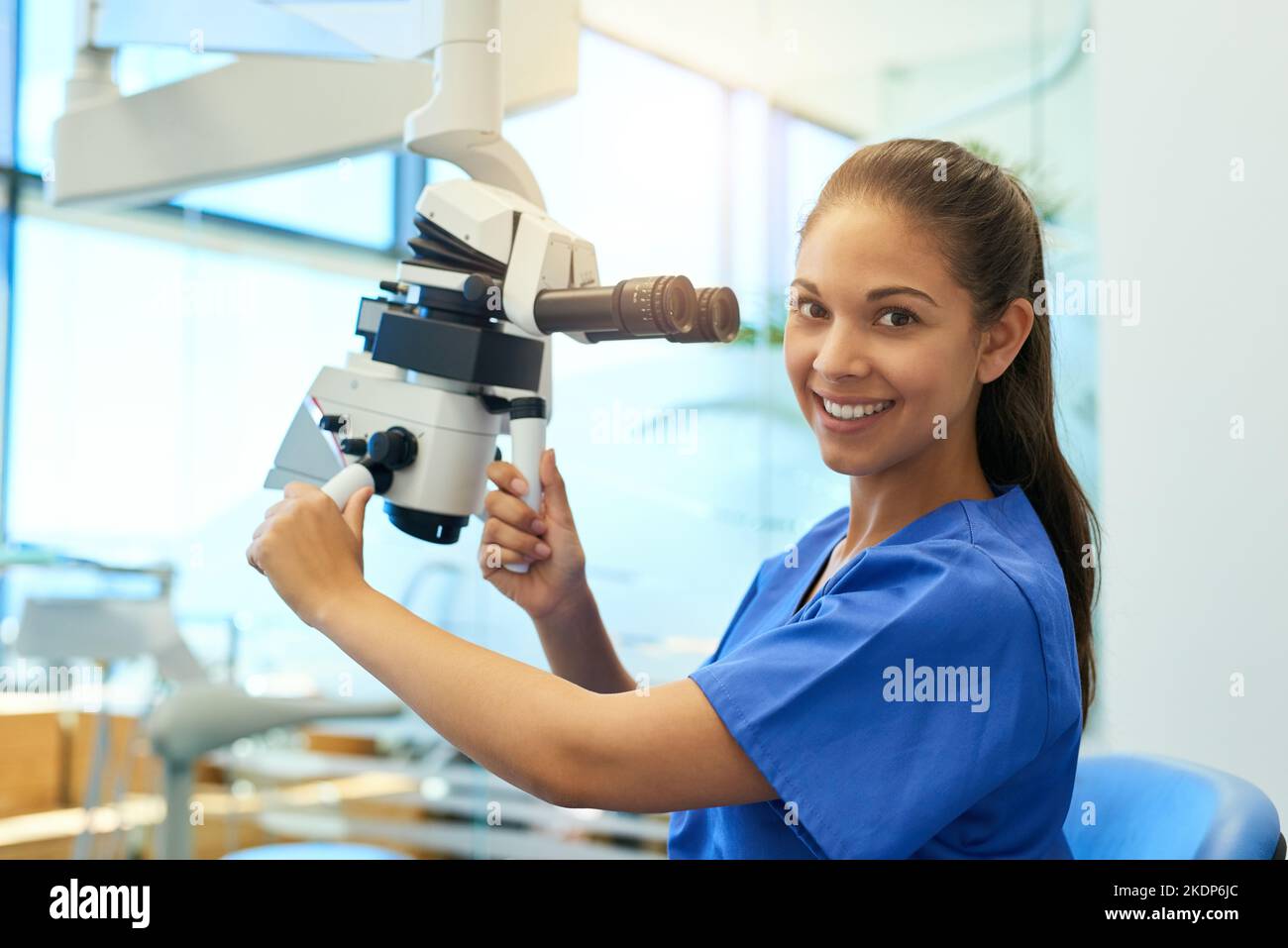 These test results are looking great. a young pathologist looking at ...