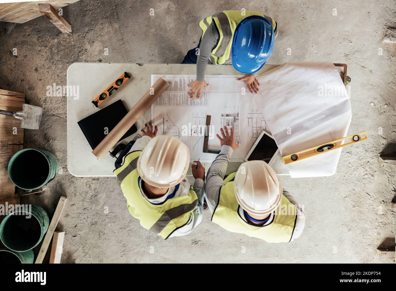 Architect Construction And Blueprint With An Engineer And Designer Team Working On A Building