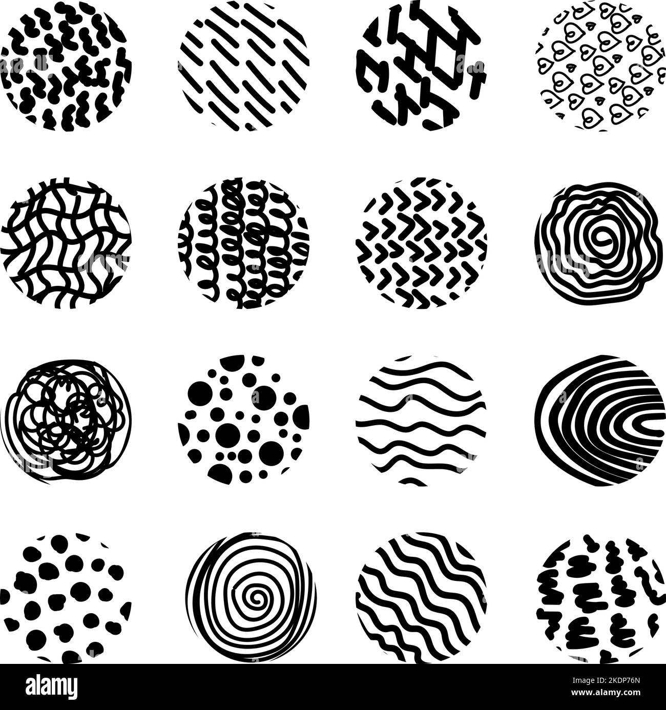 A large set of circular abstract backgrounds or patterns. Hand-drawn ...