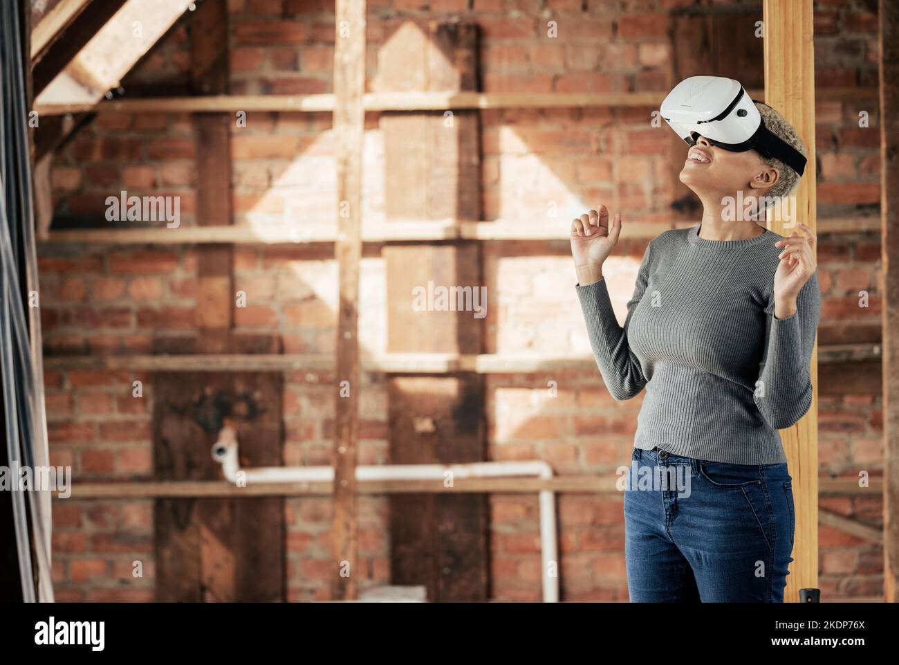 Virtual reality, metaverse and construction with a woman designer ...