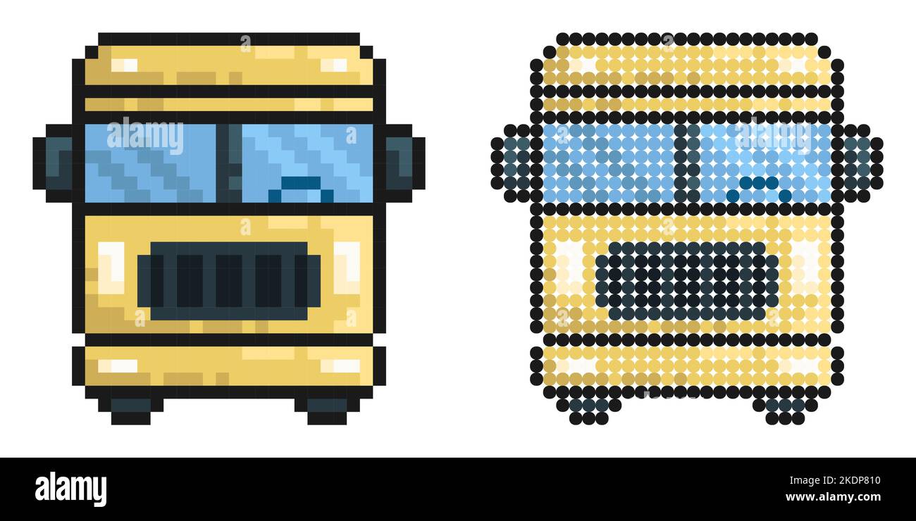 Pixel icon. American school bus. Transport for transporting children to ...