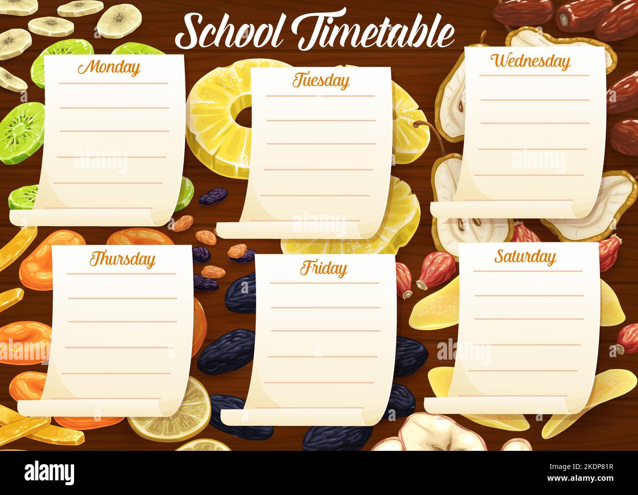 Dried fruits. Education timetable schedule. Elementary school study ...