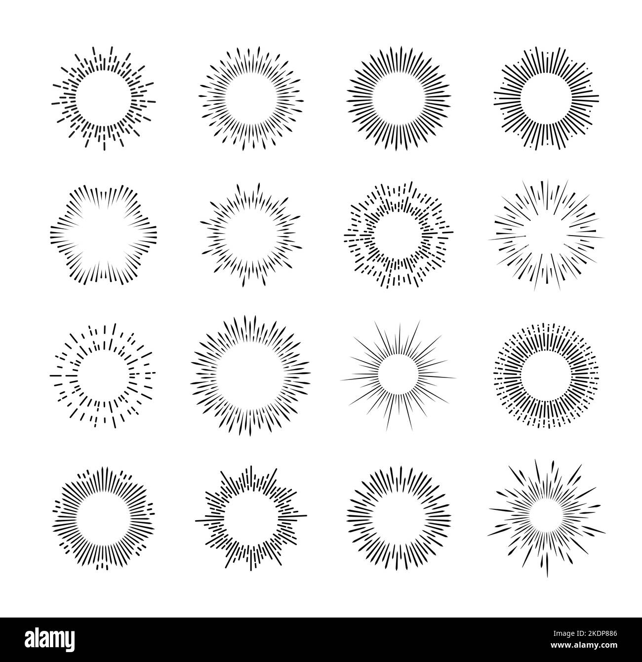 Sunburst and star burst, explosion line patterns. Firework, light ...