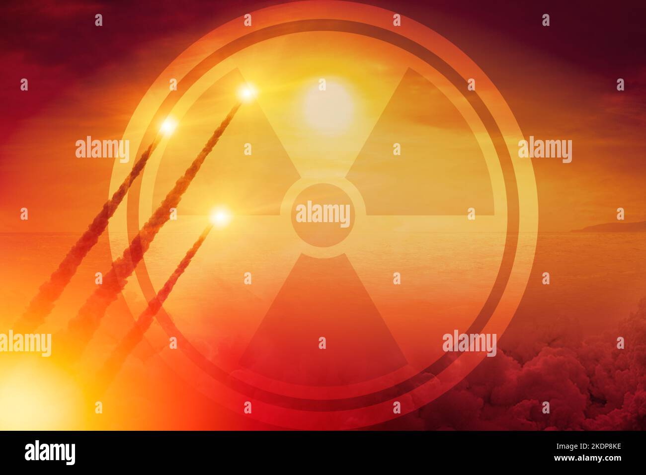 Nuclear war missile lunch nuke attack world war concept background ...