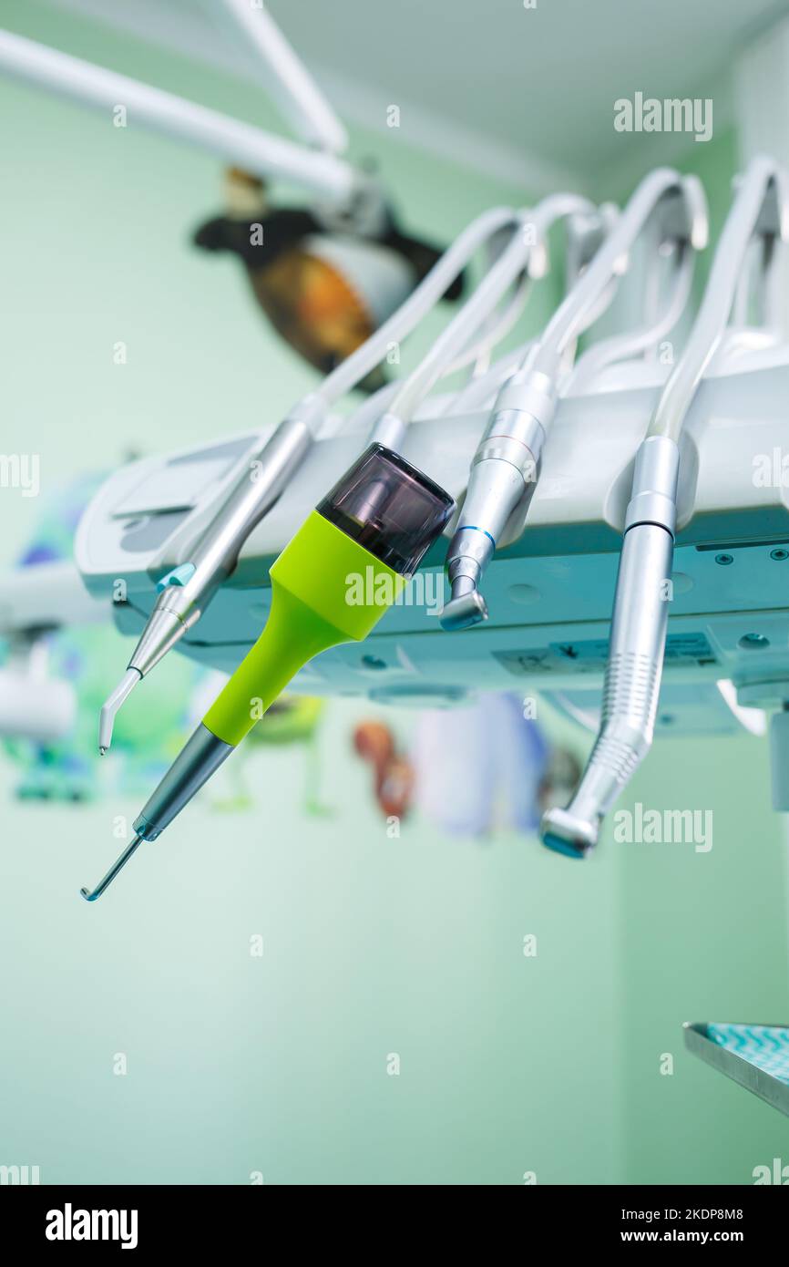 Dental clinic tools with a chair in the office. Dental instruments ...