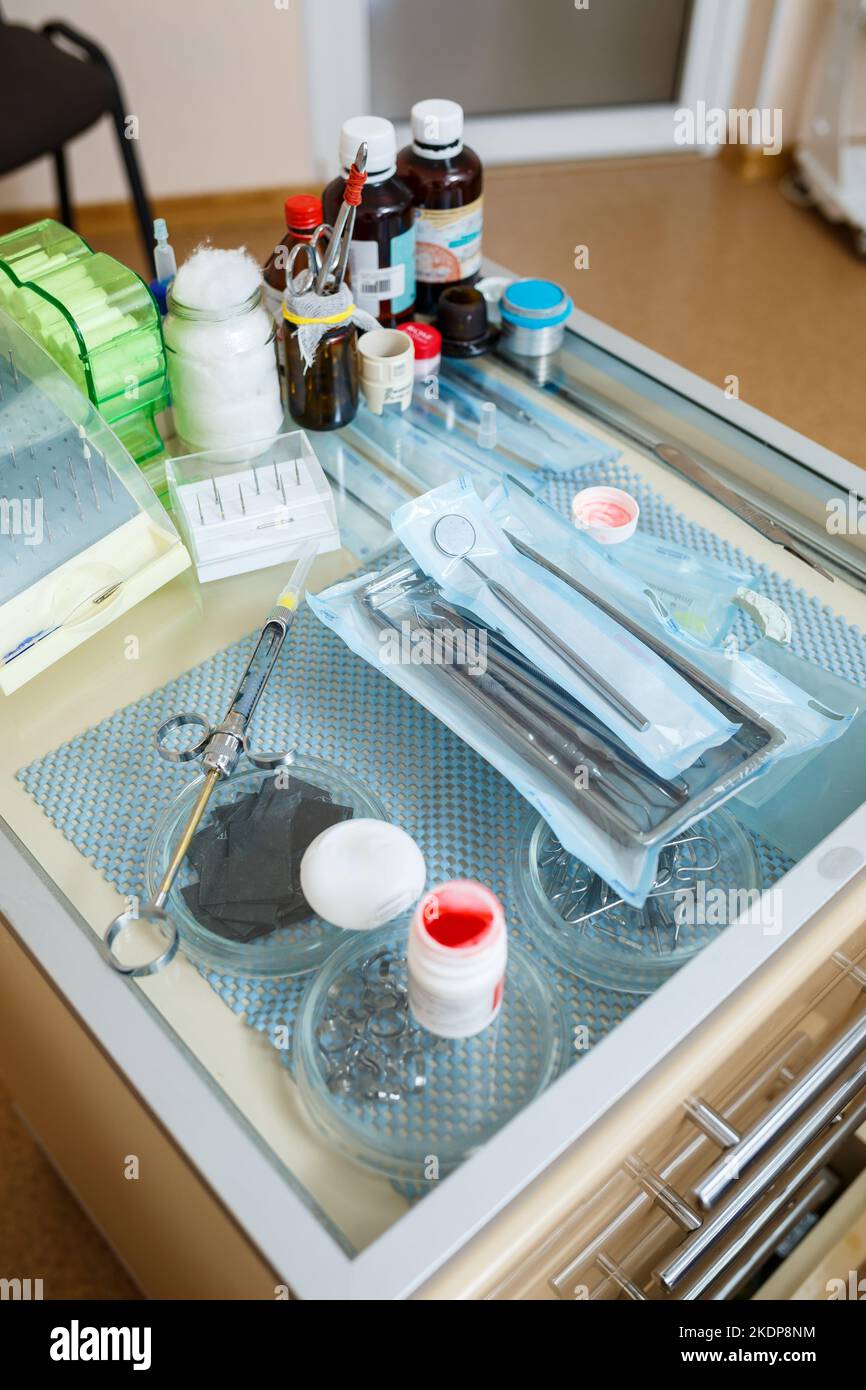 Dental clinic instruments for the treatment of the oral cavity. Dental ...