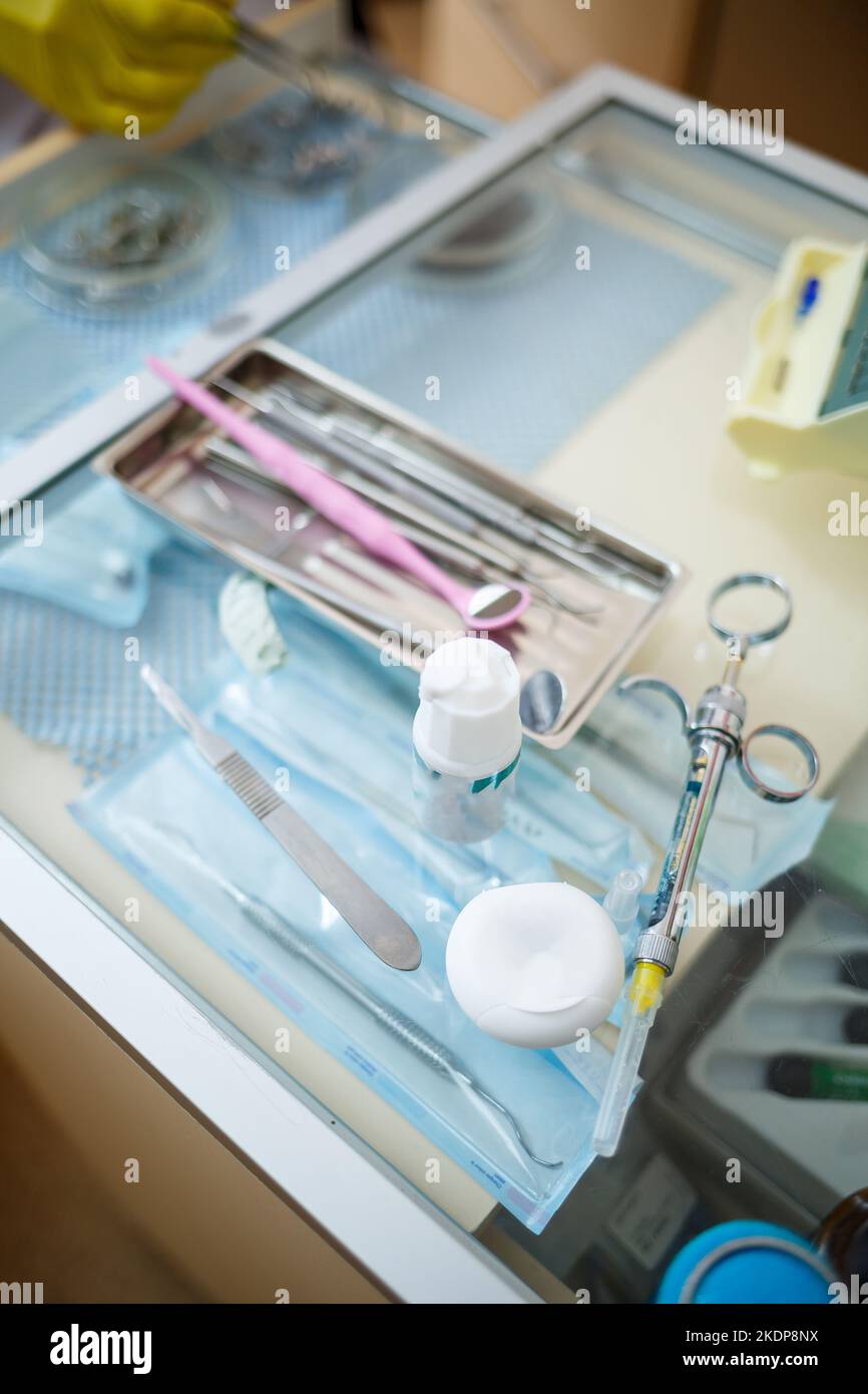 Dental clinic instruments for the treatment of the oral cavity. Dental ...