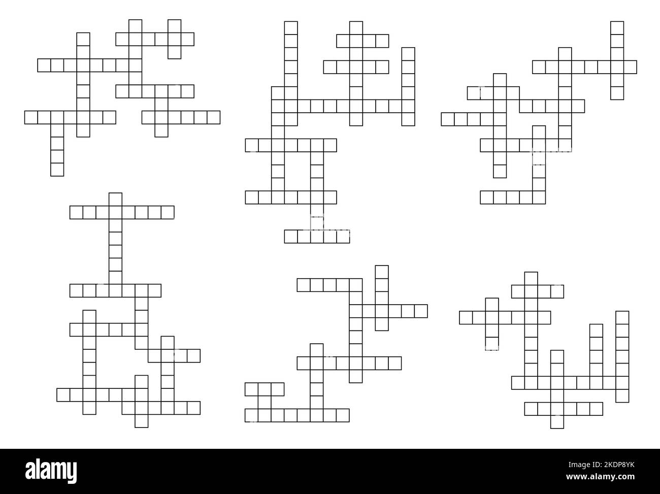 Crossword Game Grid Vocabulary Game Or Text Playing Activity Vector Grids Set Educational Quiz