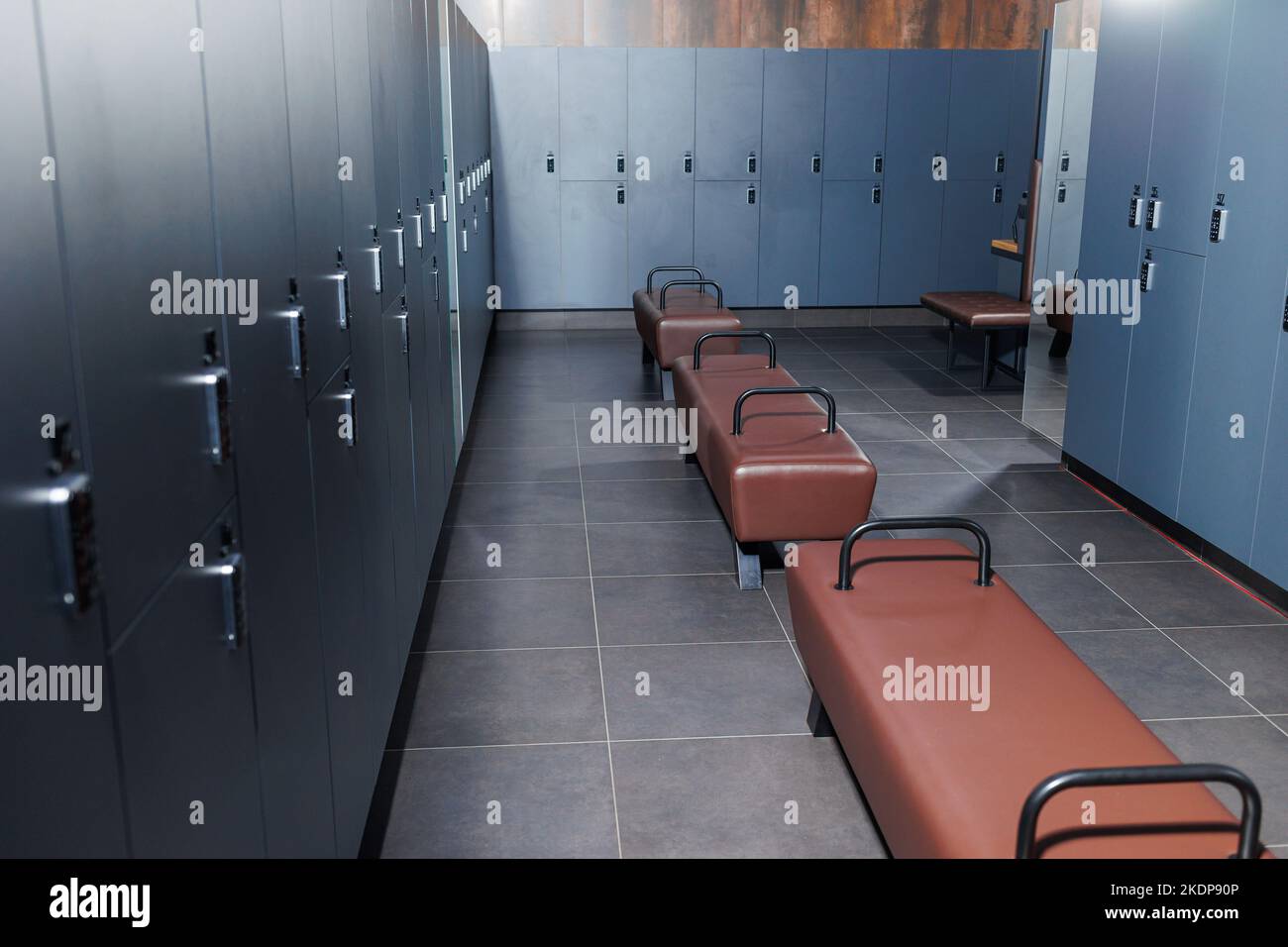 A modern dressing room for people to change before training. Dressing ...