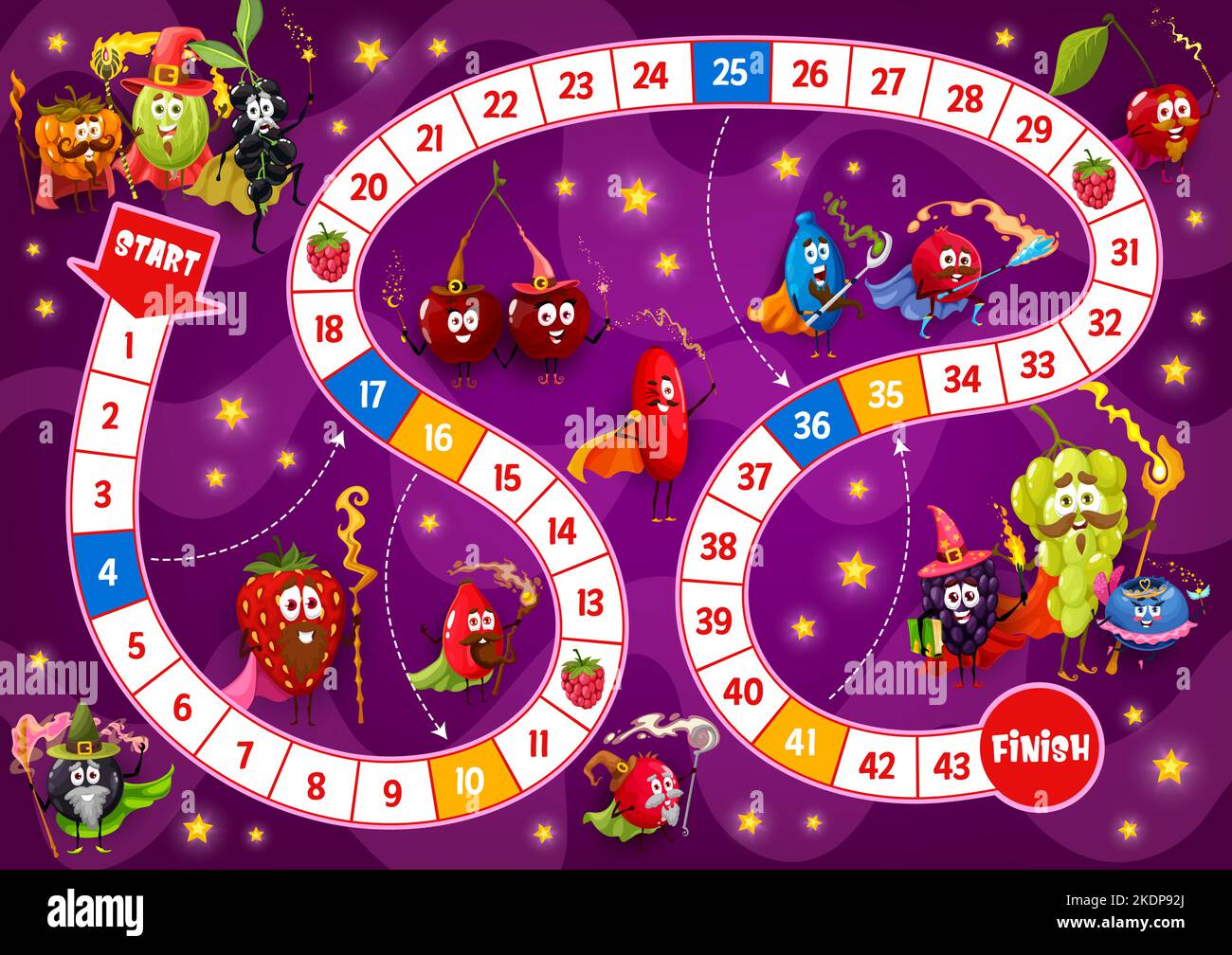 Kids board game cartoon berry wizard, fairy and mages characters ...