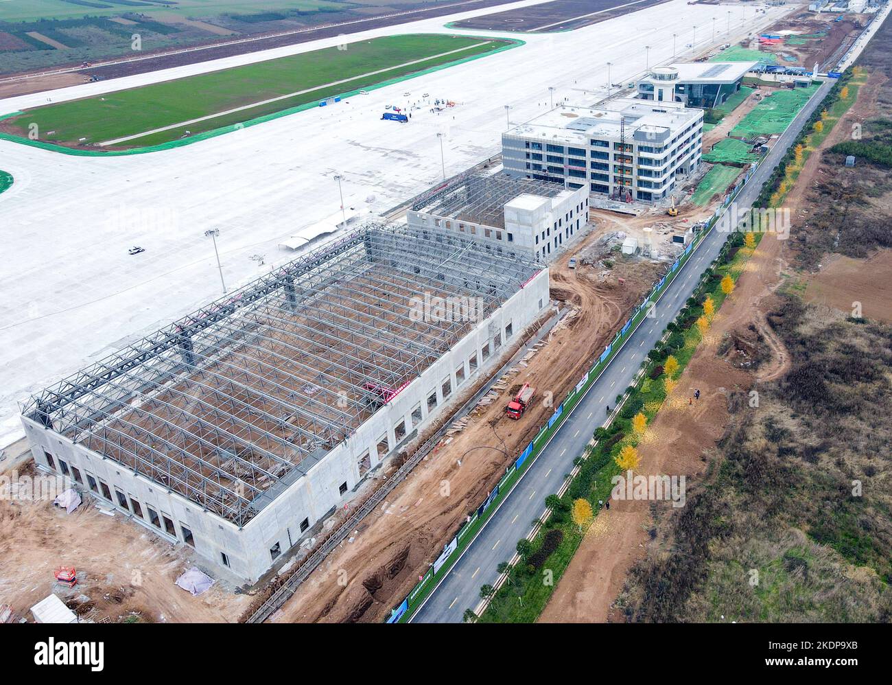 Aerial photos show the fixed base operator, flight support service ...