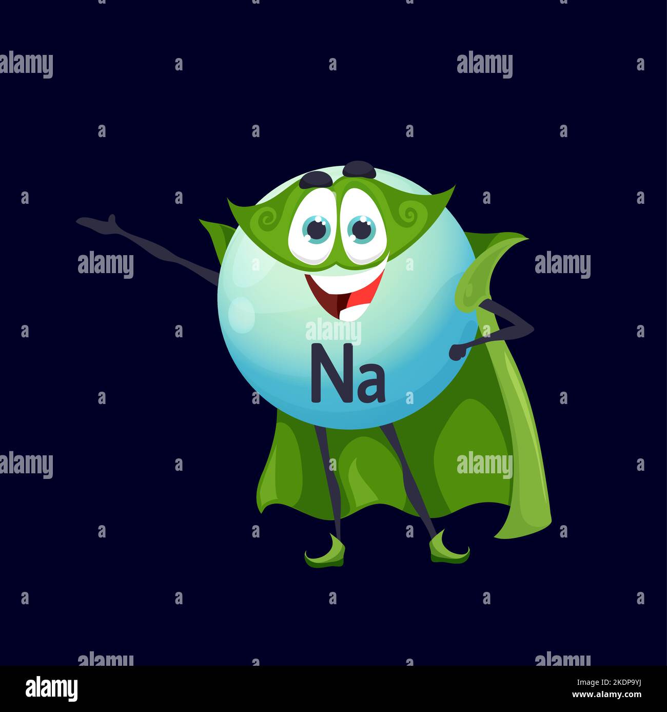 Cartoon sodium or natrium superhero micronutrient character. Comic ...