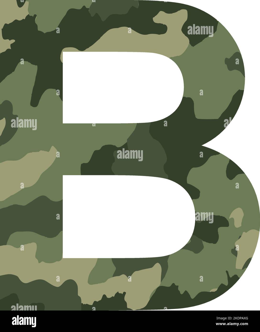 English alphabet letter B, khaki style isolated on white background ...