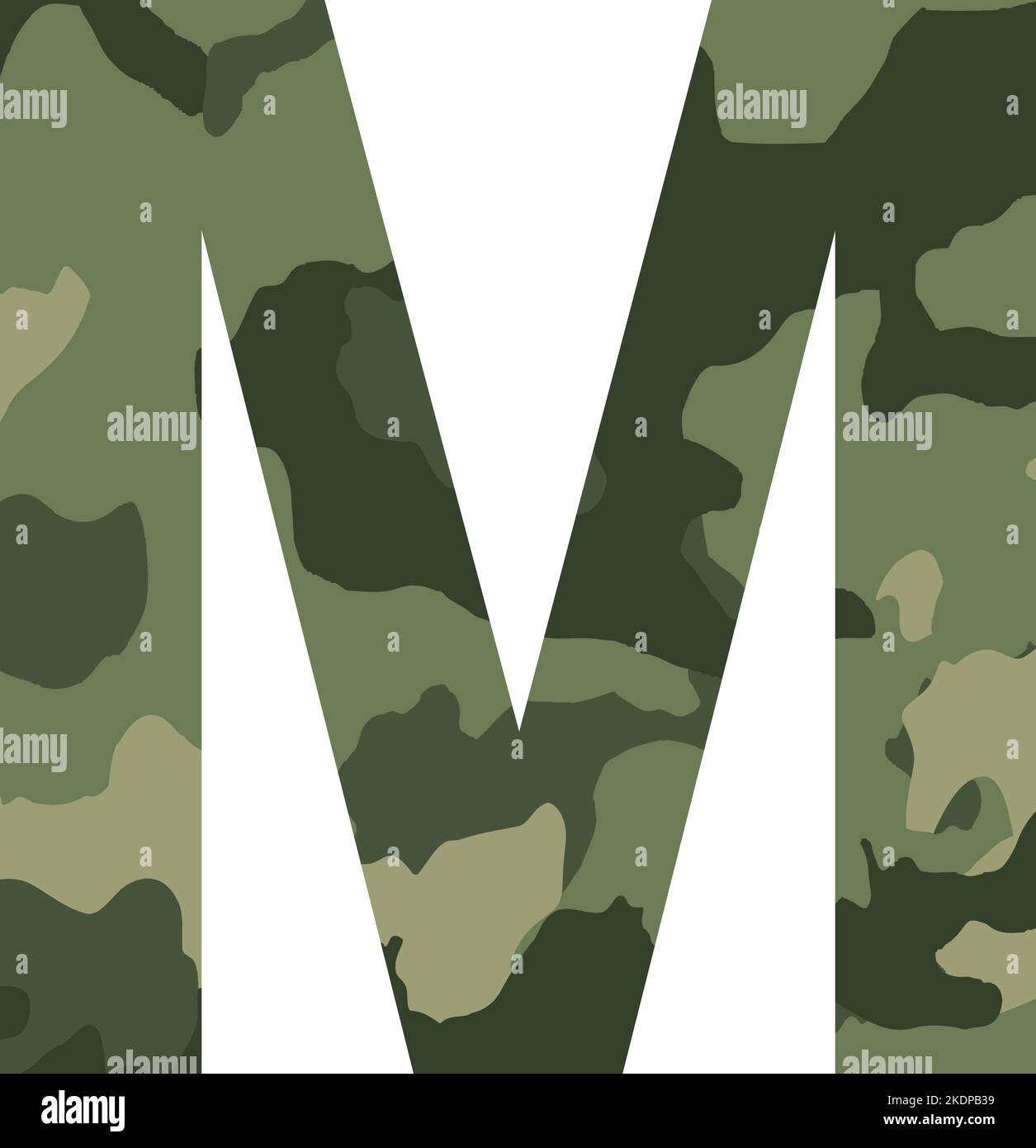 English alphabet letter M, khaki style isolated on white background ...