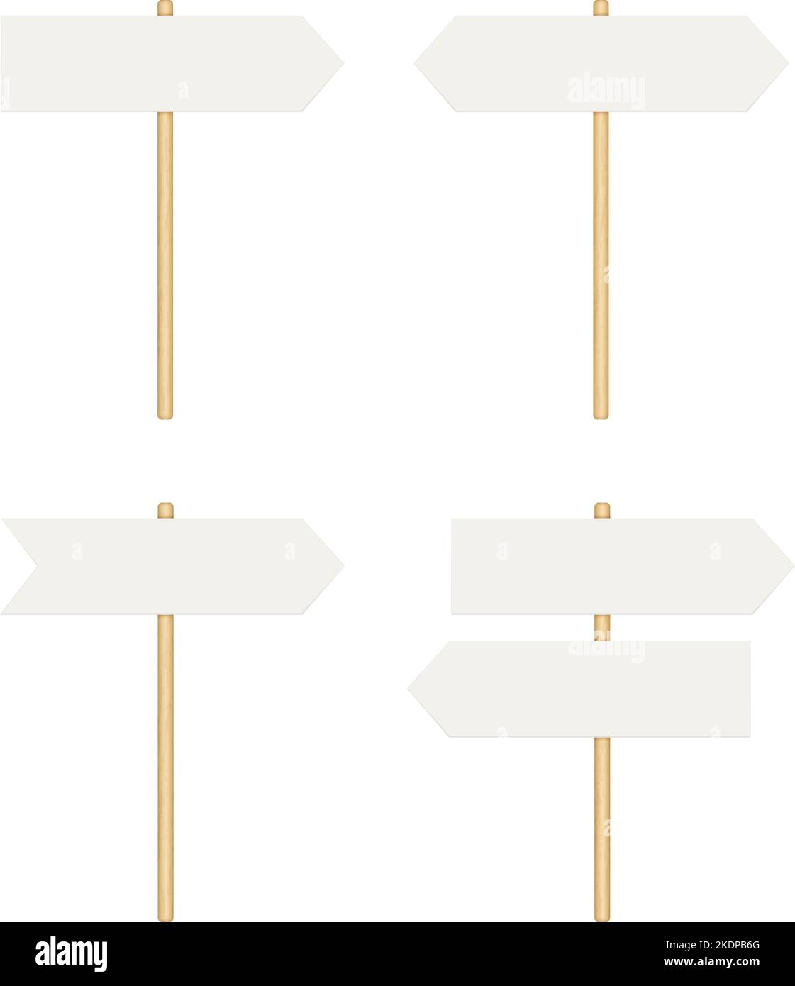 Signboard with wooden pole. Direction sign post with arrow. Street road ...