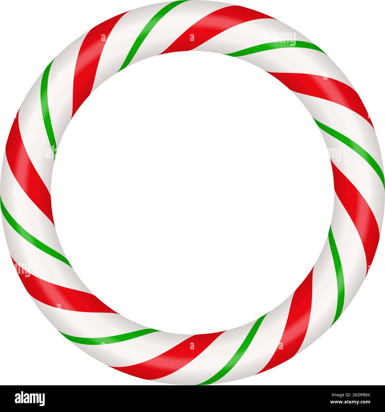 Christmas candy cane circle frame with red and green striped. Xmas ...