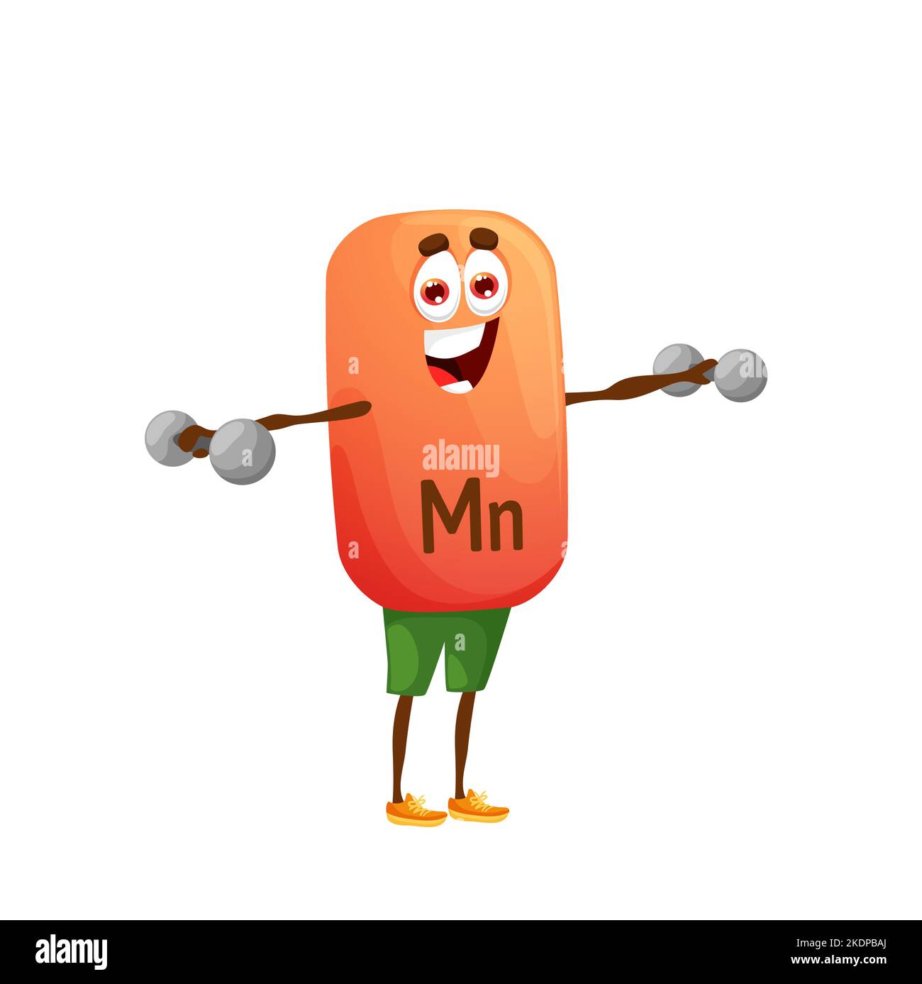 Cartoon manganese or manganum sportsman character with dumbbells ...