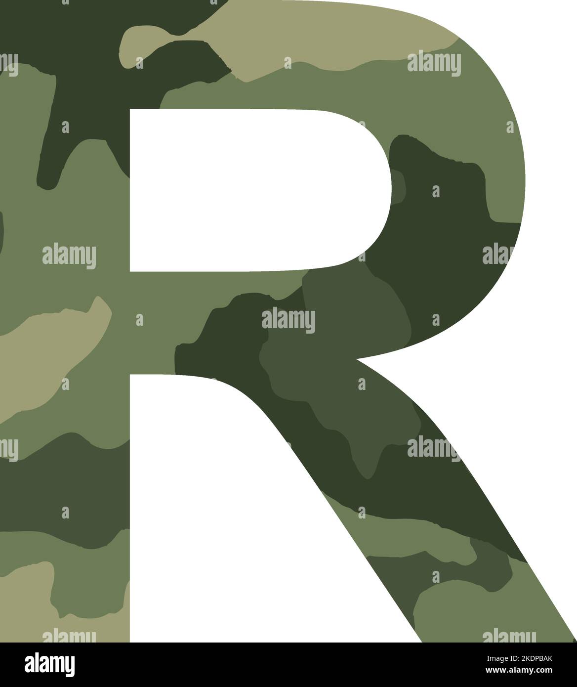 English alphabet letter R, khaki style isolated on white background ...
