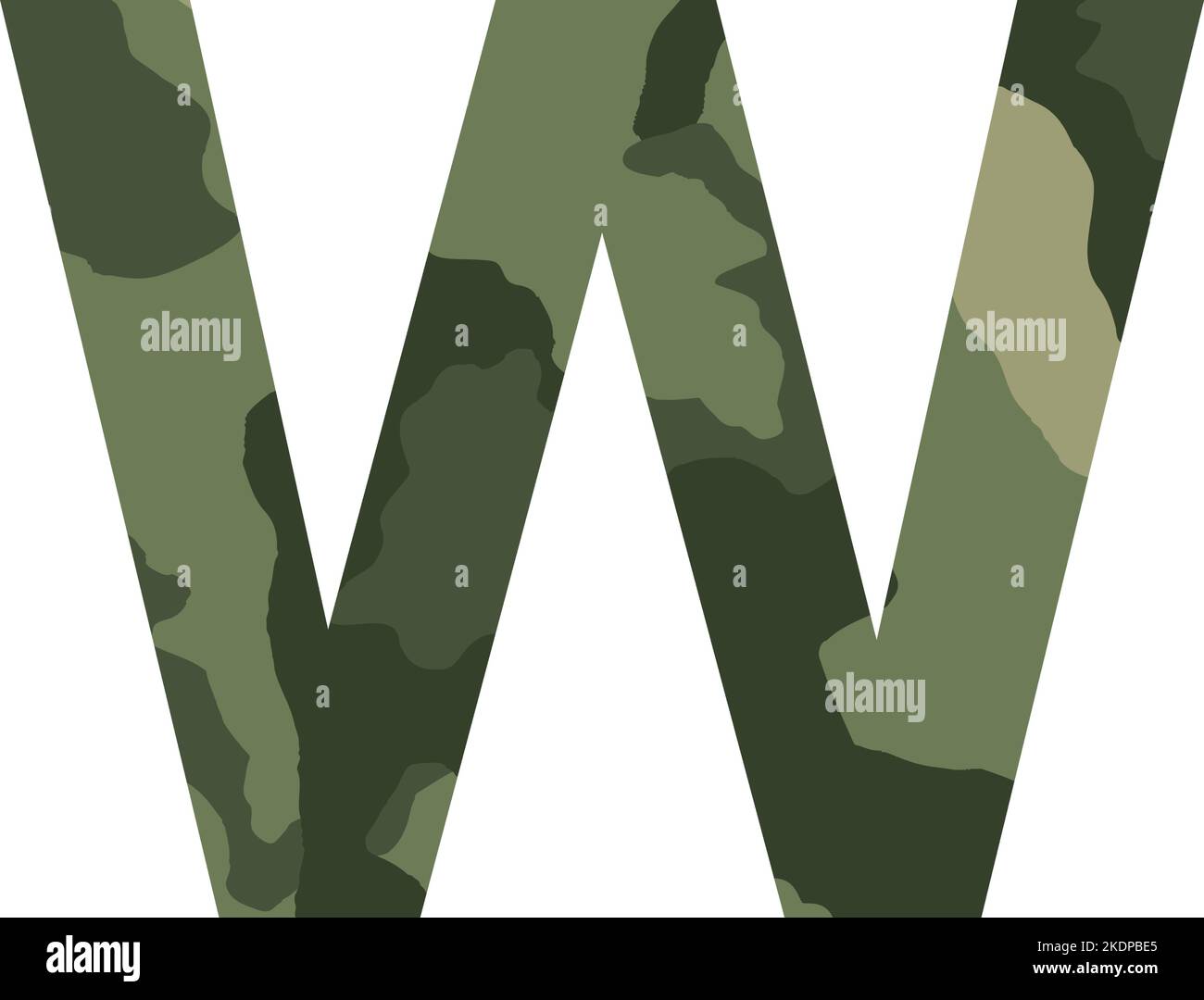 English alphabet letter W, khaki style isolated on white background - Vector illustration Stock ...