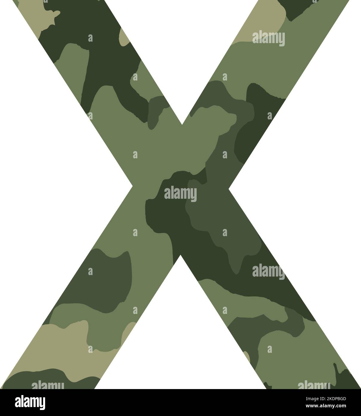 English alphabet letter X, khaki style isolated on white background ...