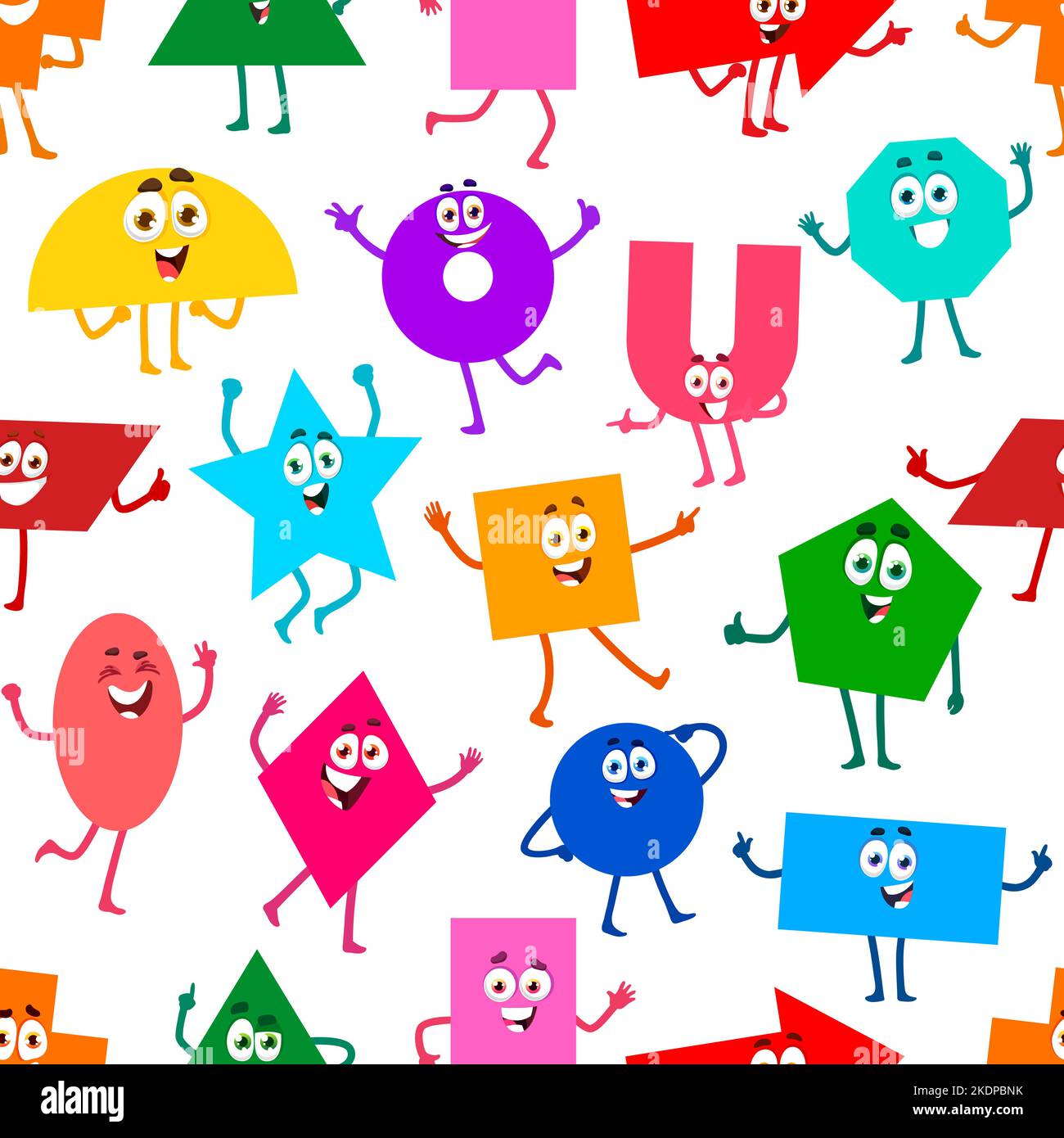 Math shape characters seamless pattern. Vector background with ...