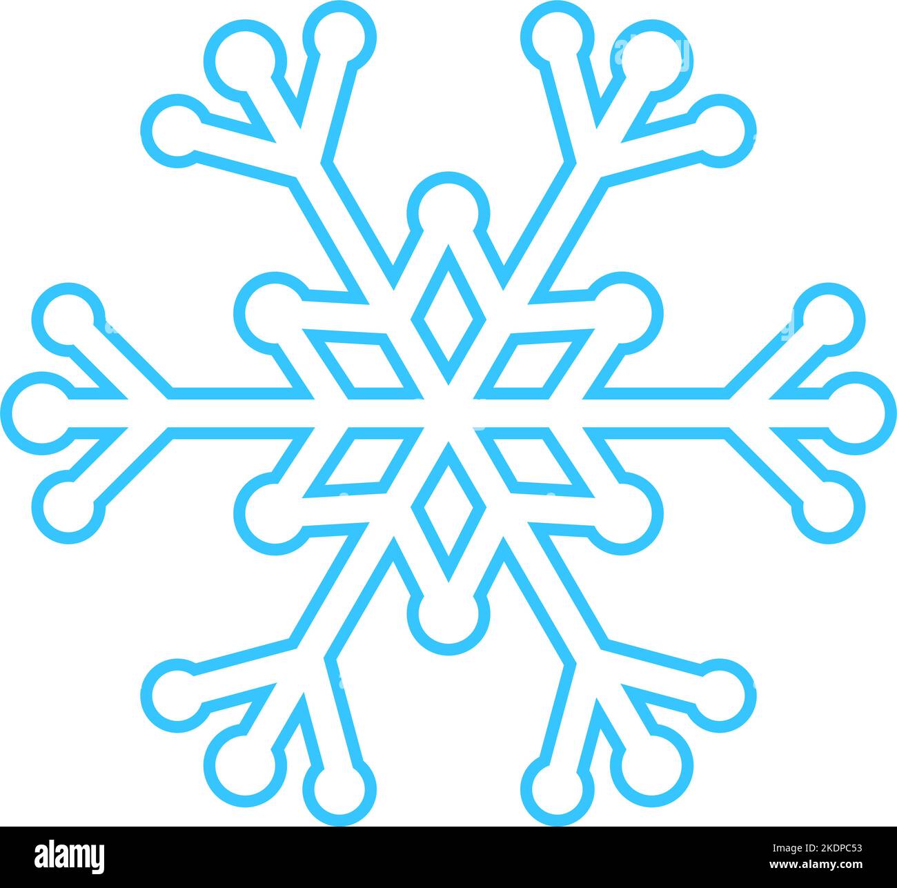 Simple snowflake made of blue lines. Festive decoration for New Year ...