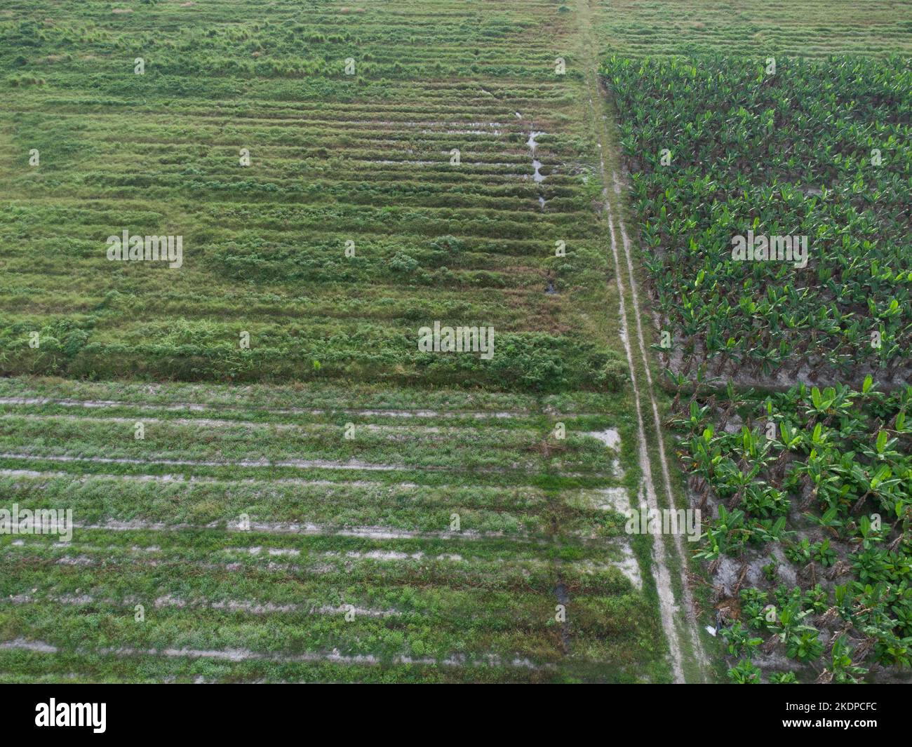 aerial scene of looking down the countryside town landscape Stock Photo ...
