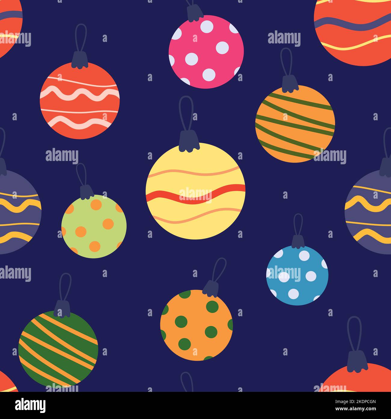 Christmas seamless pattern retro balls, toys. Doodle vintage icons ...