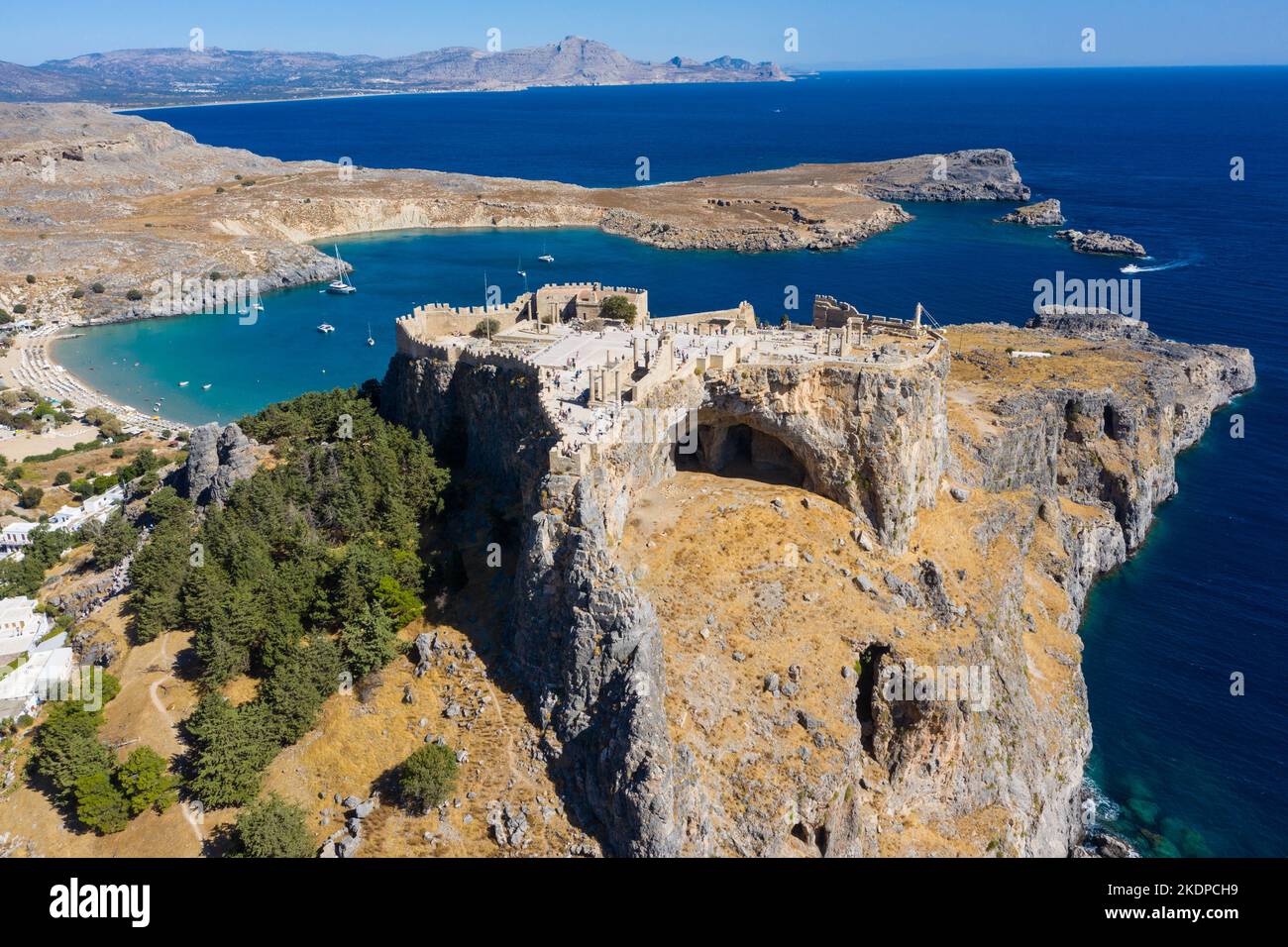 Aerial view of the famouse tourist destination in rhodes island ...