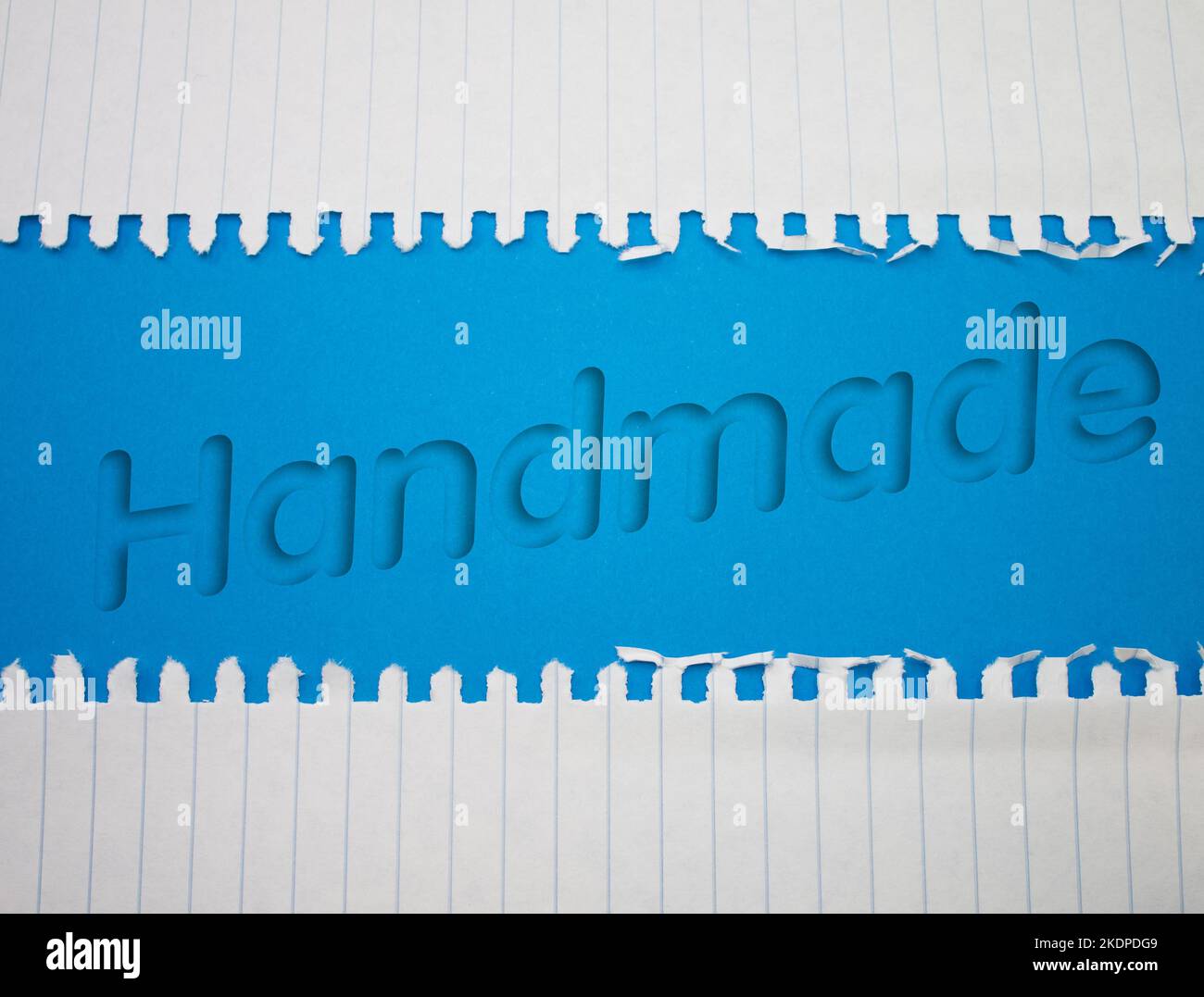 Handmade text with Torn, Crumpled White Paper on colored background ...