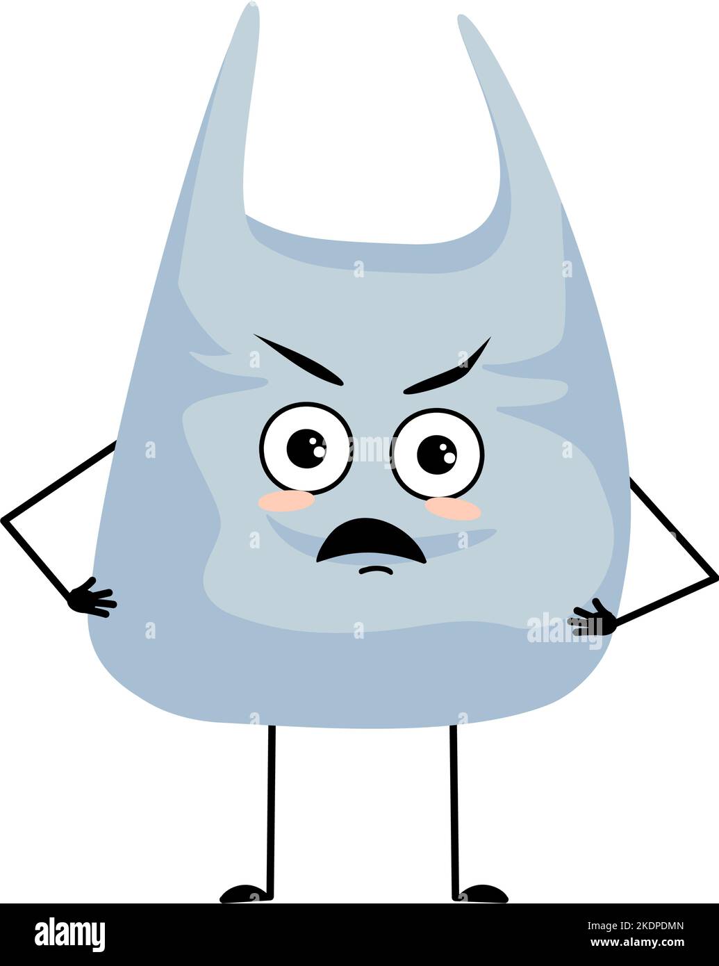 Cute character package with angry emotions, grumpy face, furious eyes ...