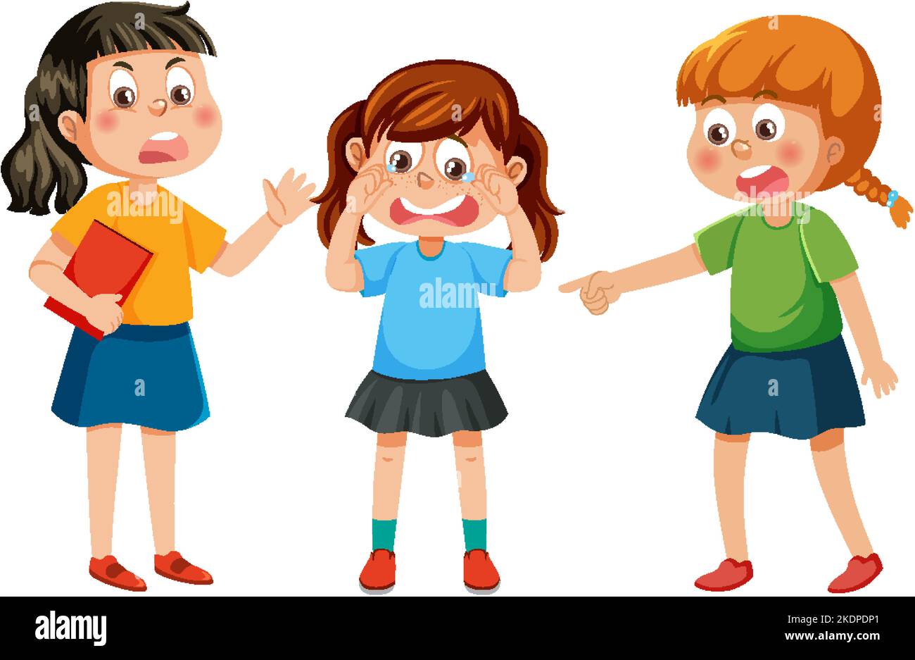 Little girl get bullied by her friends illustration Stock Vector Image ...