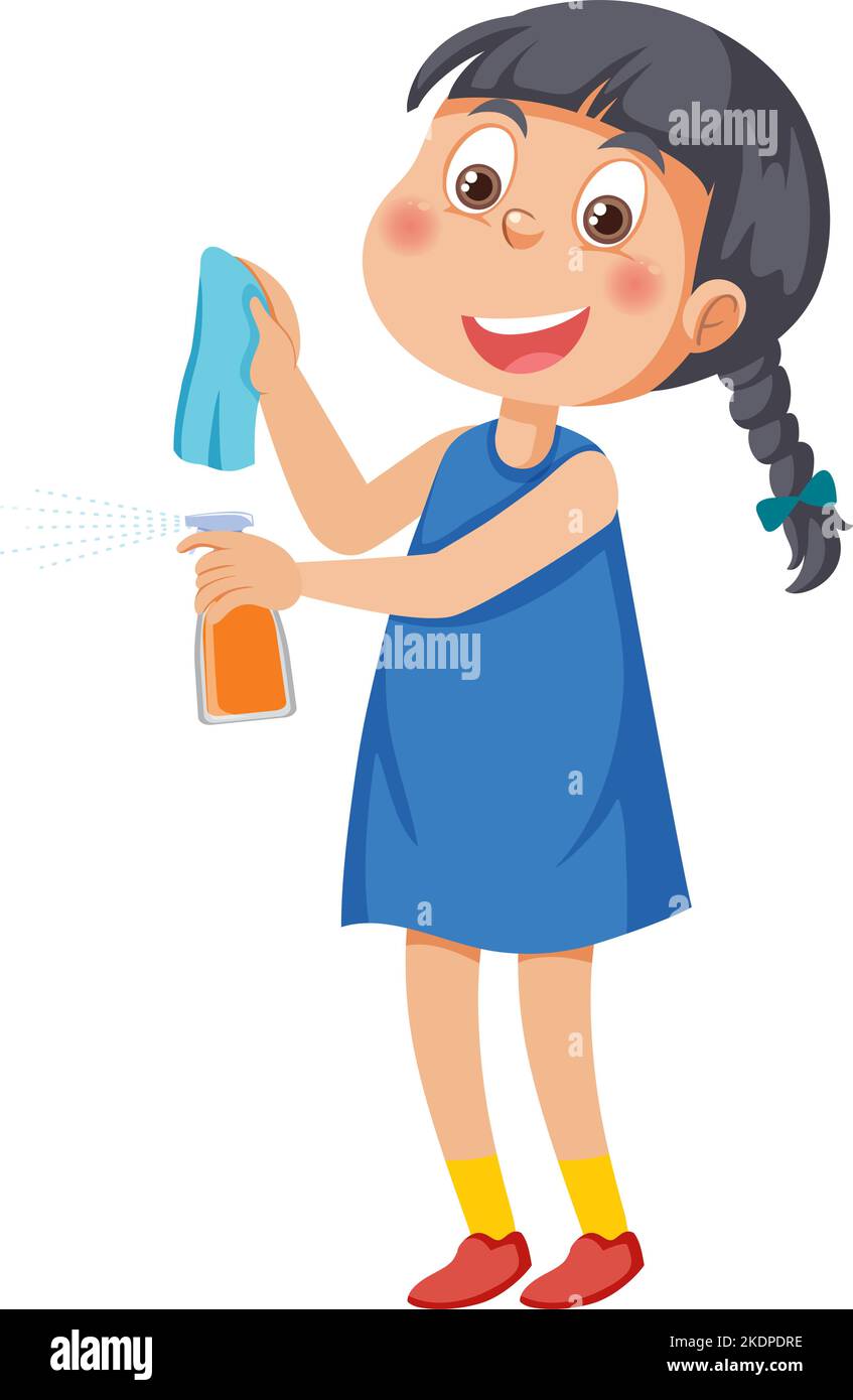 Cartoon character of kid cleaning illustration Stock Vector Image & Art ...