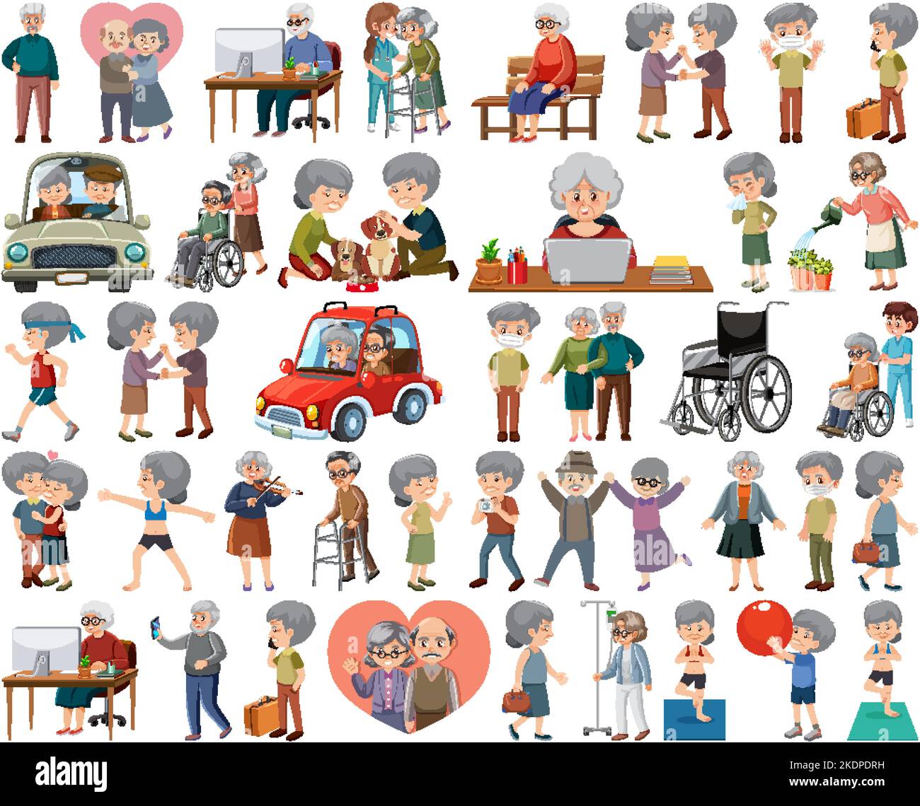 Collection of elderly people icons illustration Stock Vector Image ...