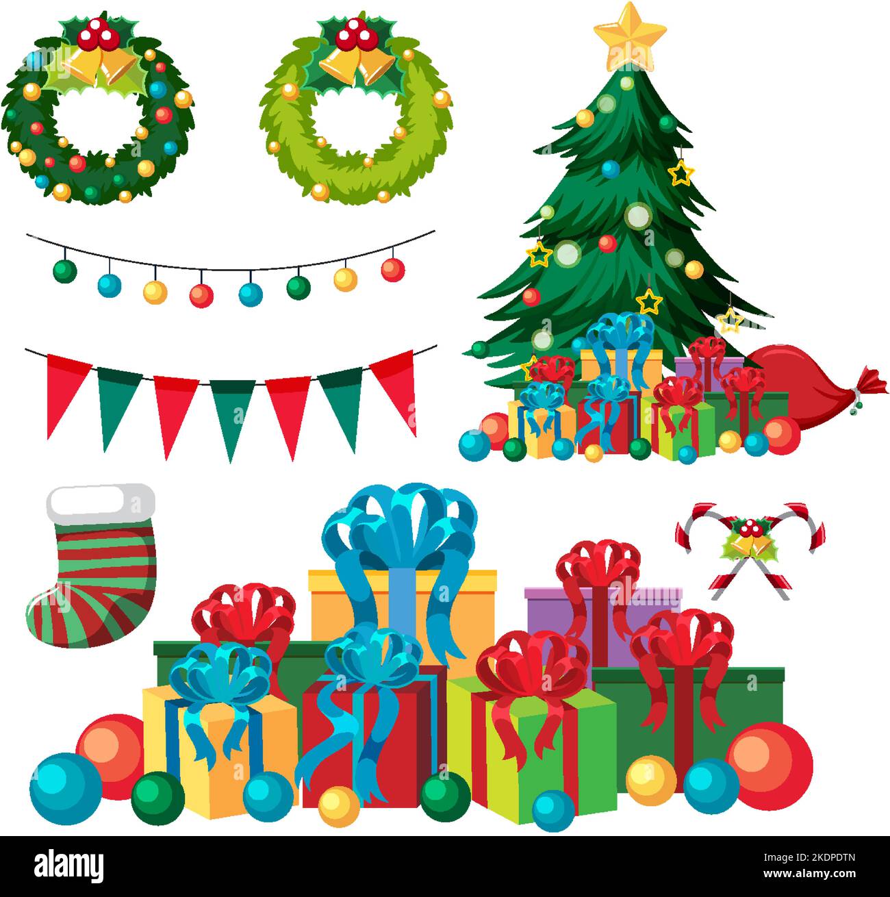 Christmas ornaments isolated set illustration Stock Vector Image & Art ...