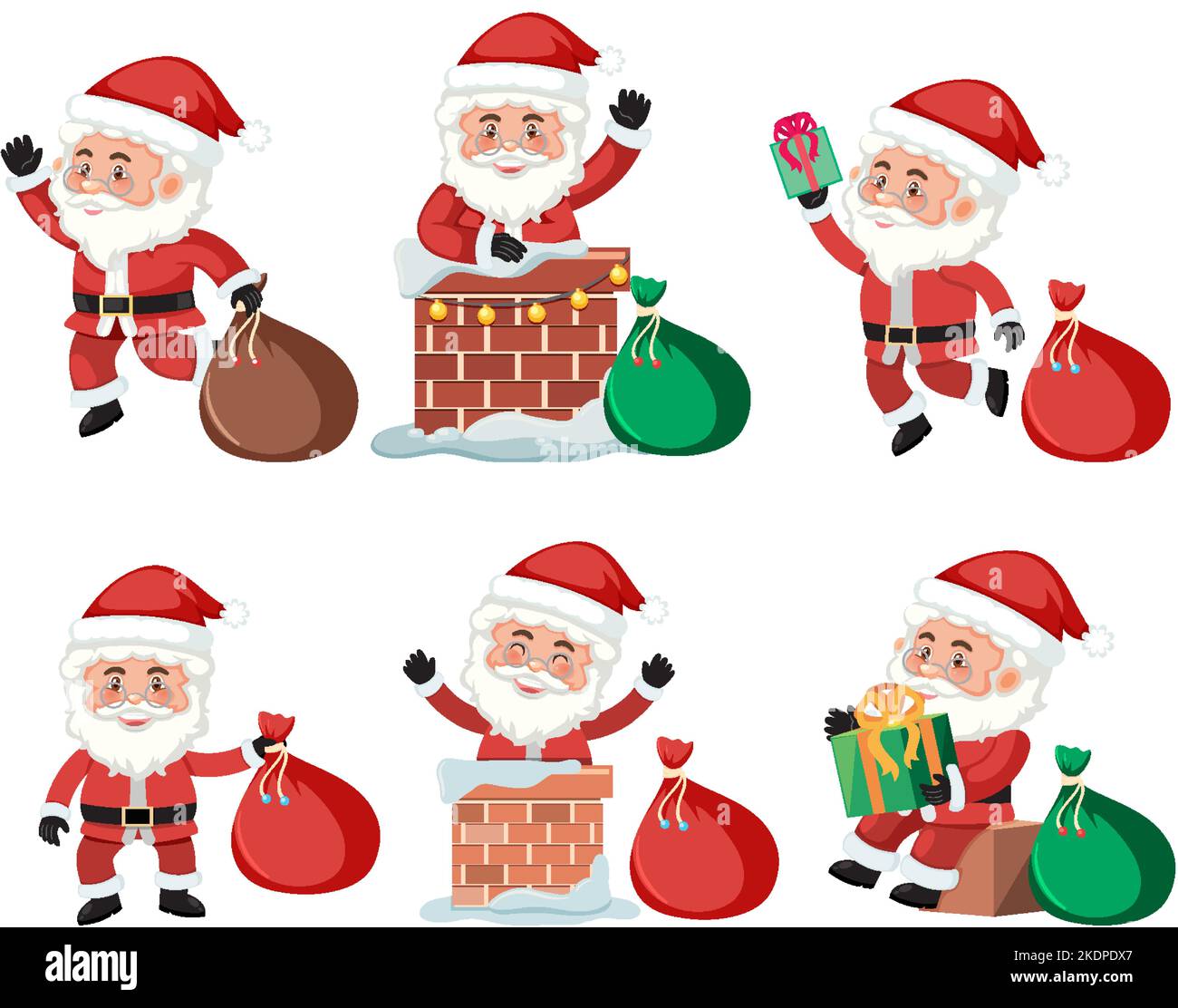 Set of Santa Claus cartoon character illustration Stock Vector Image ...
