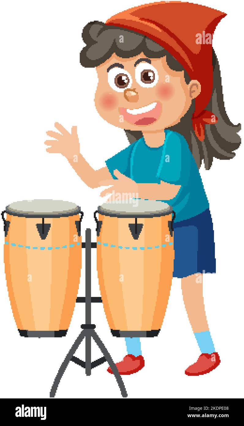 A girl playing drums Stock Vector Images - Alamy