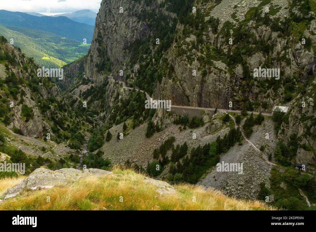 Spanish Pyrenees mountain valley, near Vall de Nuria valley Stock Photo ...