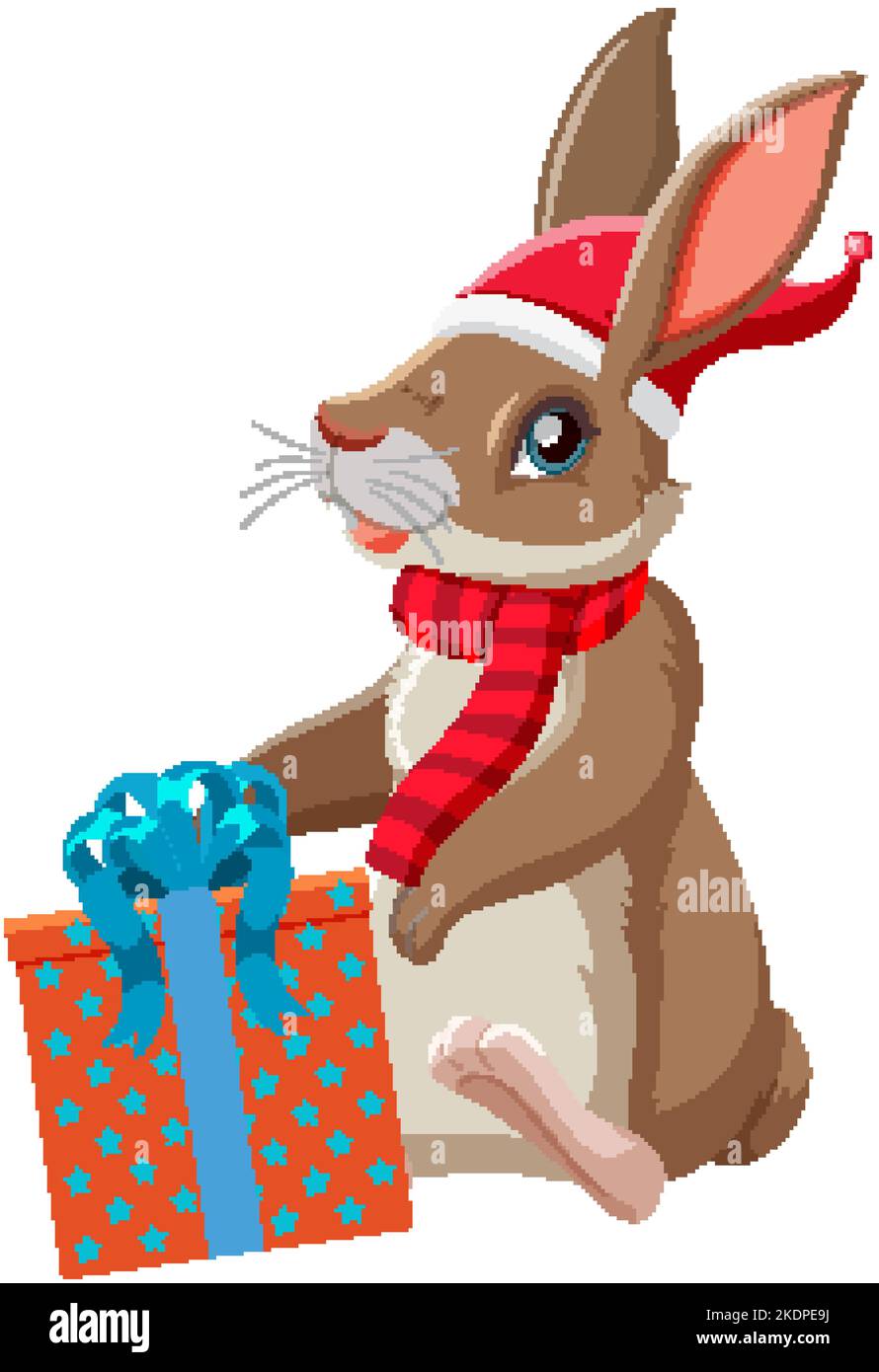 A rabbit with gift box illustration Stock Vector Image & Art - Alamy