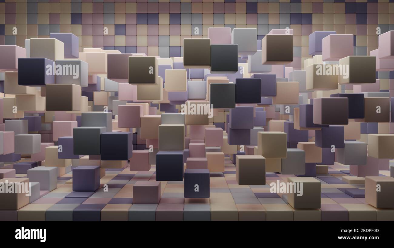3D rendering 8K wallpaper background of retro-colored random shuffled ...