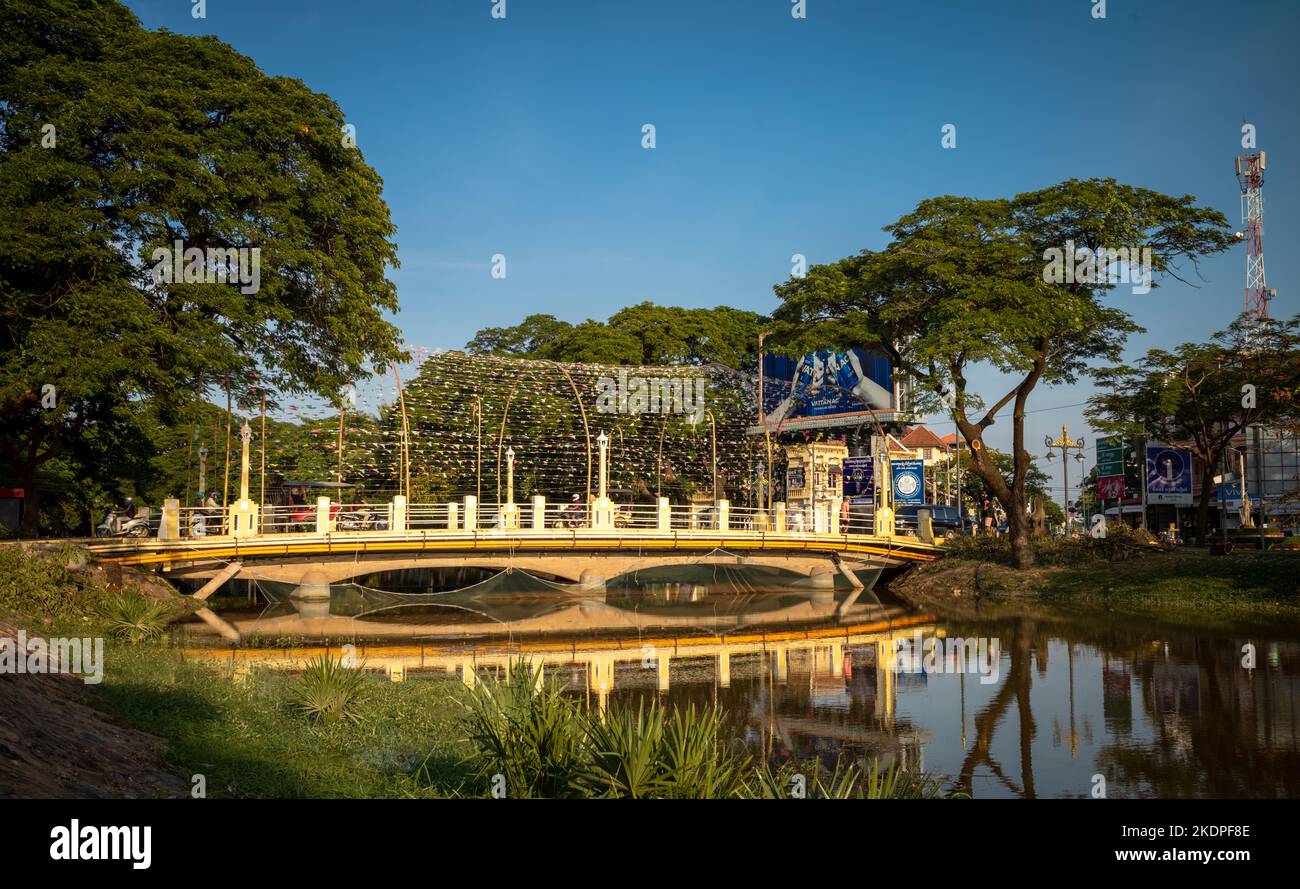 The Old Market Bridge, a road bridge over the Siem Reap River in the ...