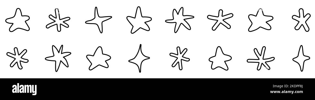 Star icon. Set of black star icons. Vector illustration. Various shapes ...