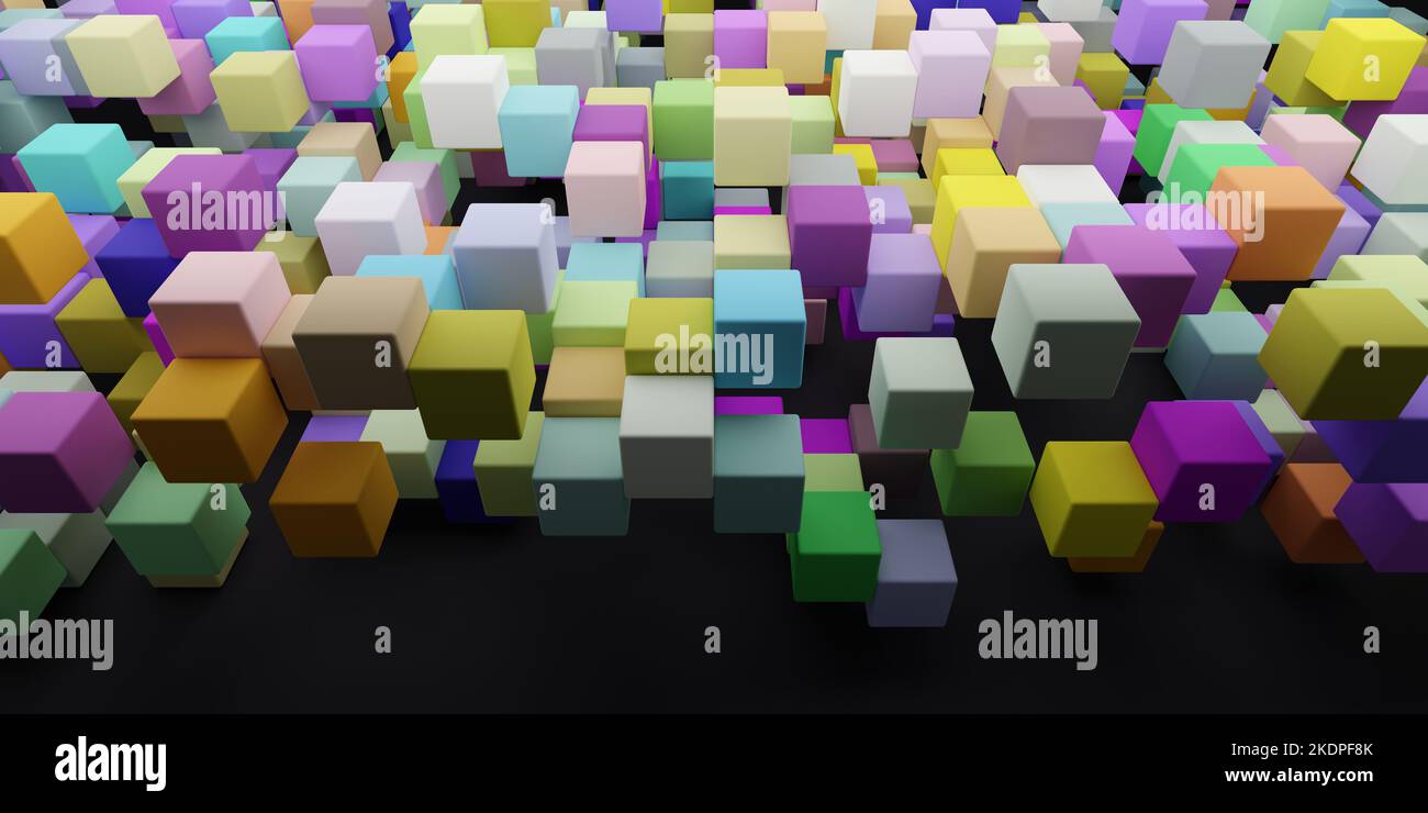 3d rendering abstract background of randomly positioned multi-colored ...
