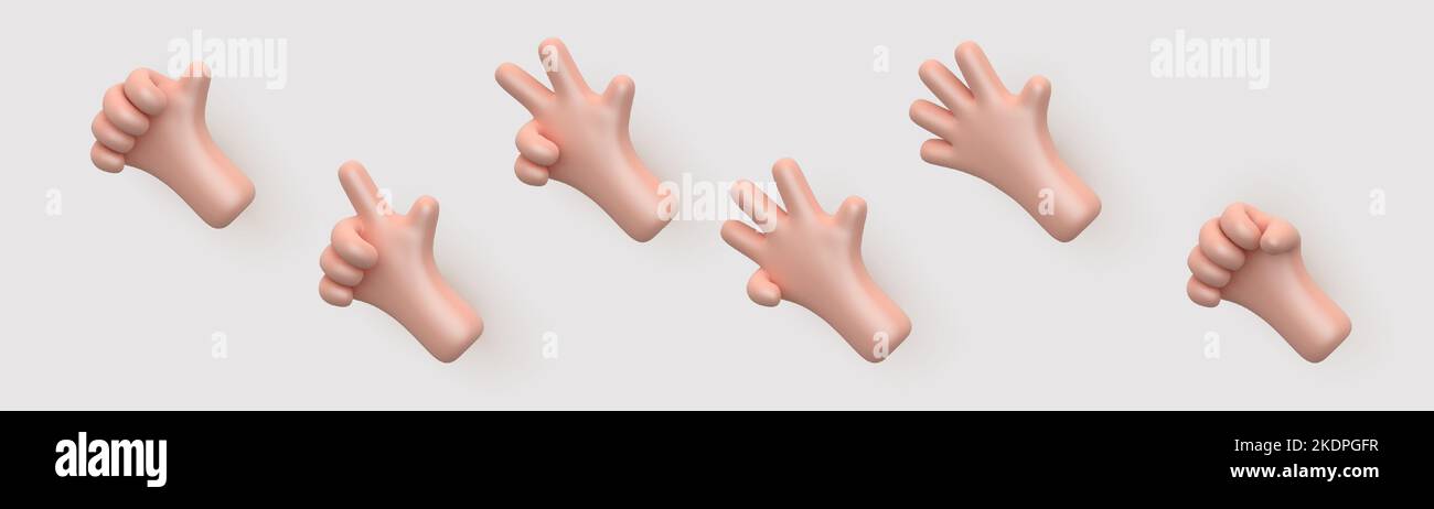 3D cartoon hand showing fingers, counting from one to five Stock Vector ...