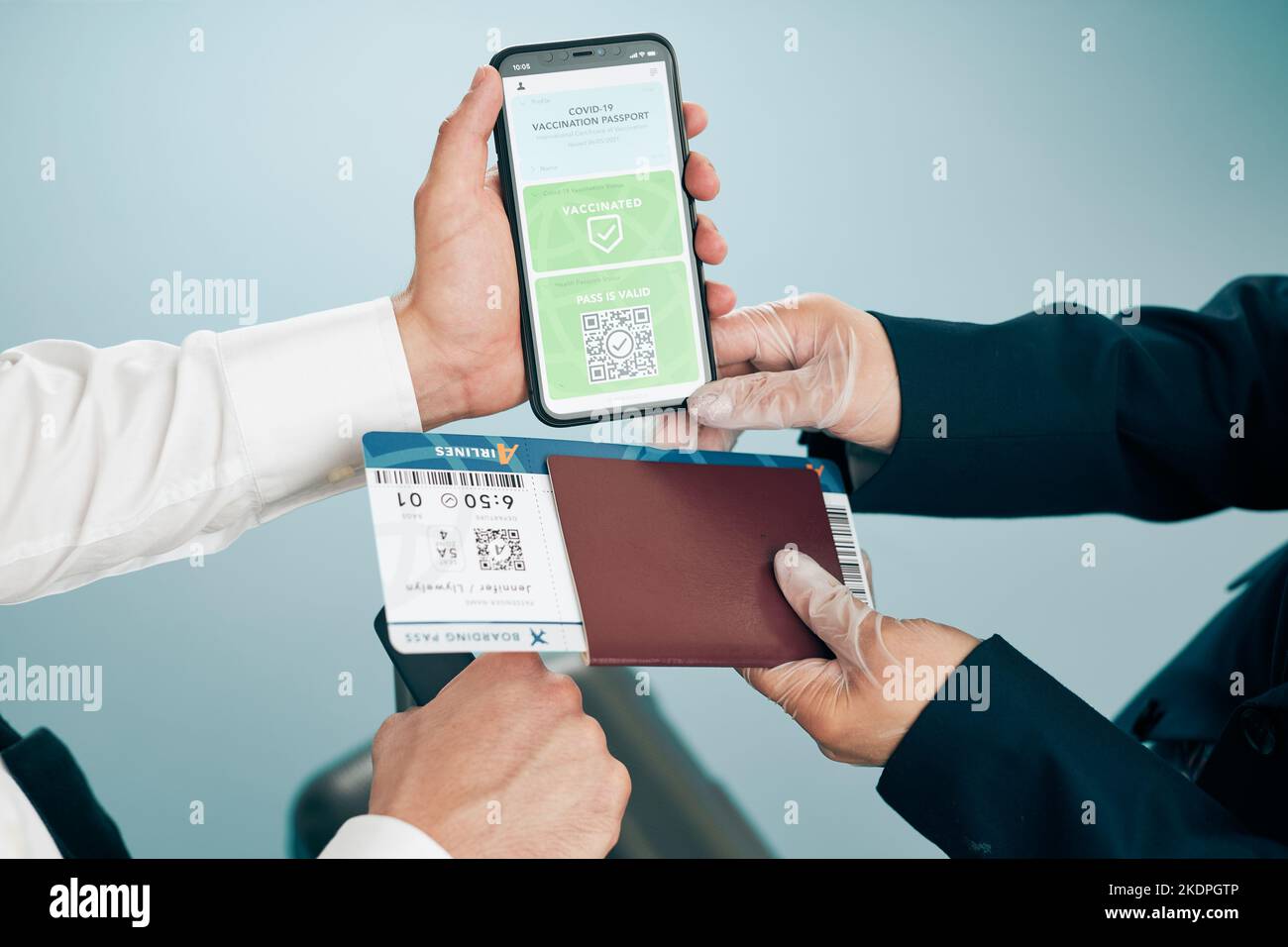 Digital covid certificate. Covid vaccination digital pass. Woman ...